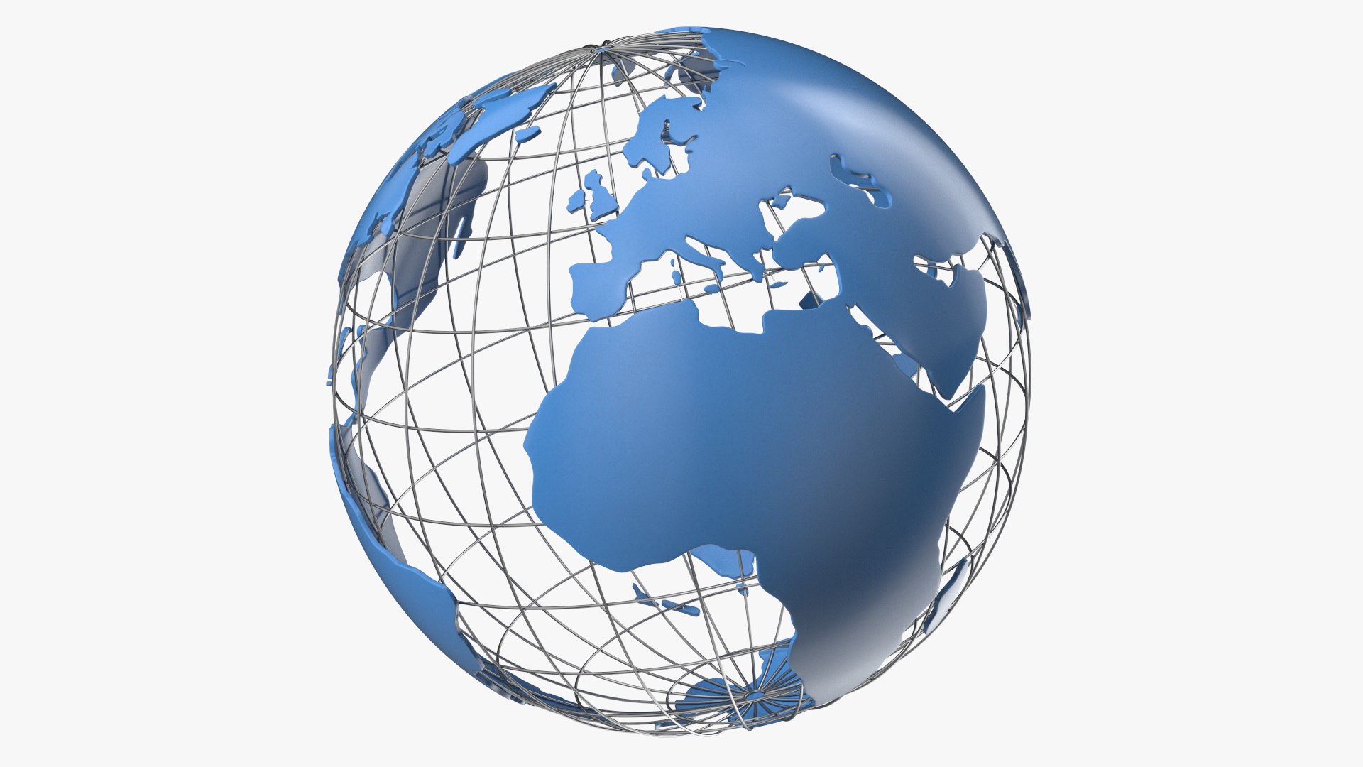 3D model Stylized Earth Globe with Metal Blue - TurboSquid 2160557