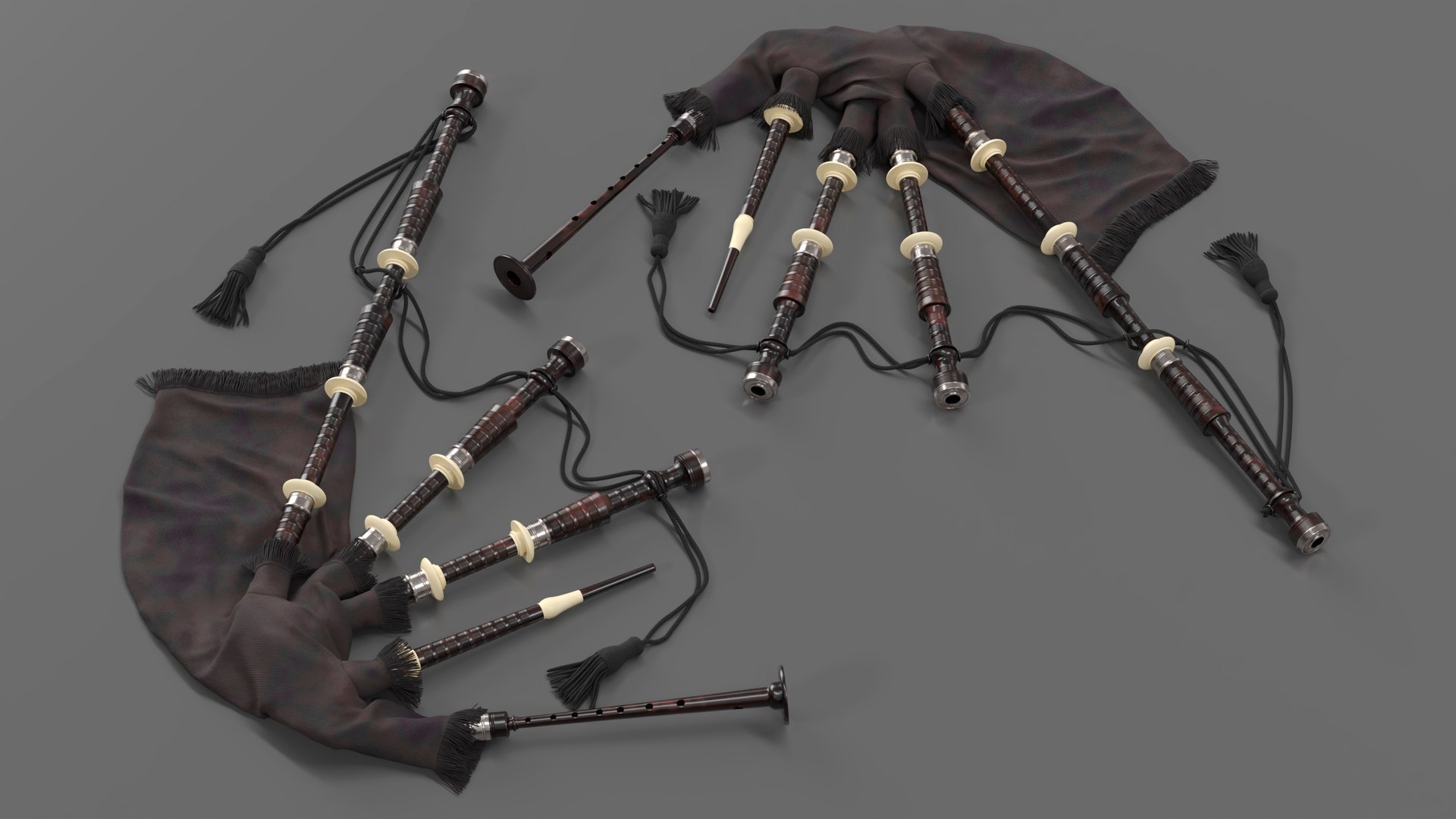 3D Scottish Bagpipes Instrument Black Model - TurboSquid 2230660