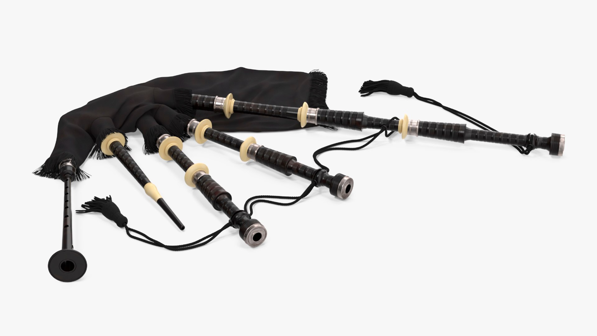 3D Scottish Bagpipes Instrument Black Model - TurboSquid 2230660