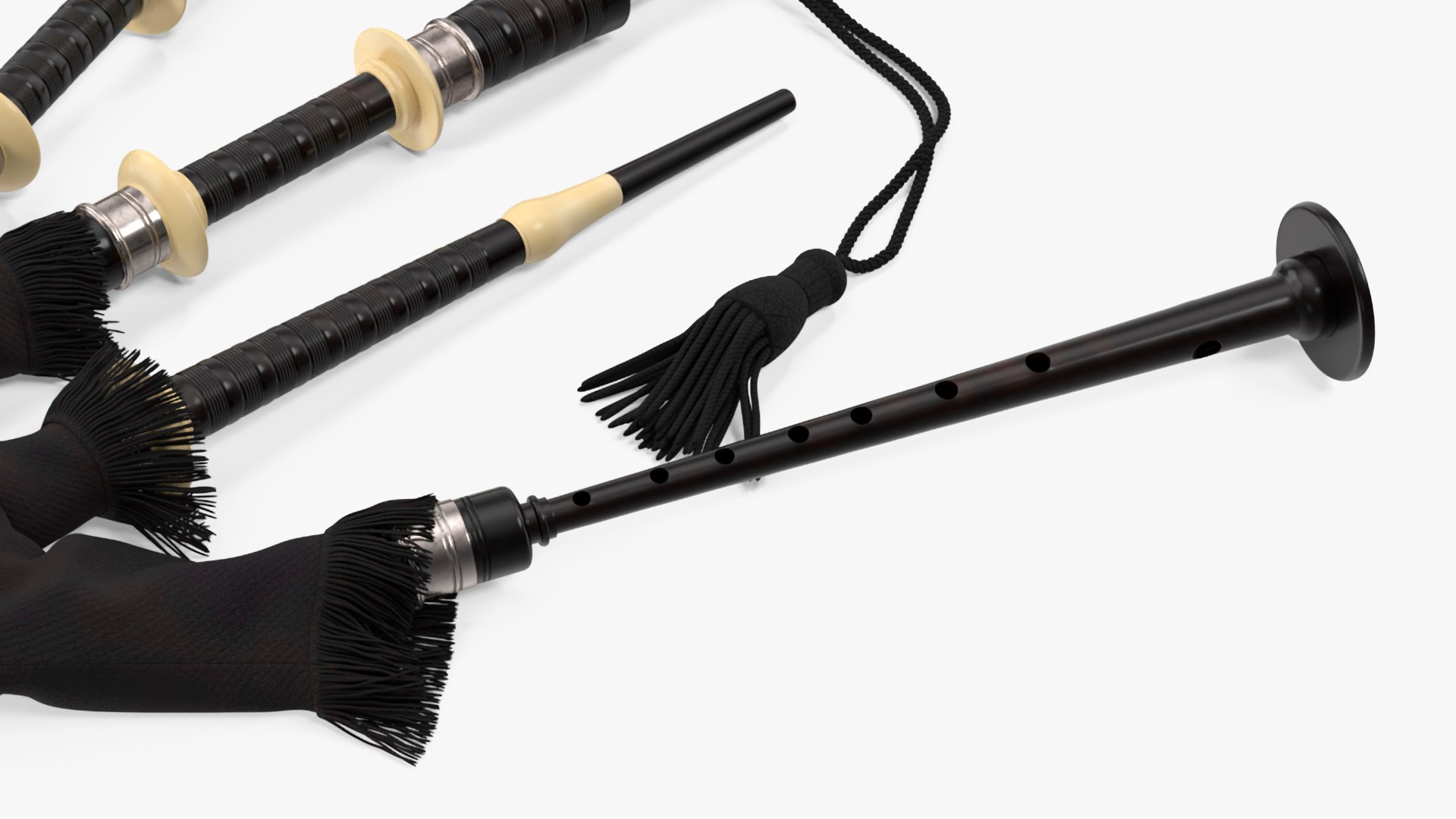 3D Scottish Bagpipes Instrument Black Model - TurboSquid 2230660