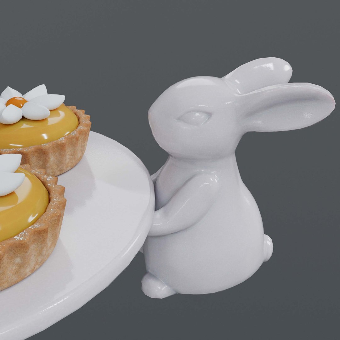 Dessert On A Tray With Rabbits 3D Model - TurboSquid 2411637