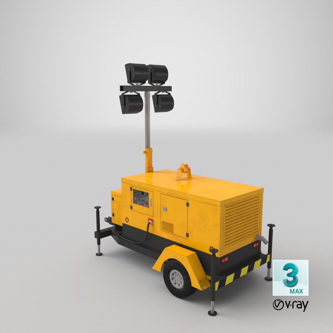 3D Model Mobile Construction Light Rig - TurboSquid 1304398