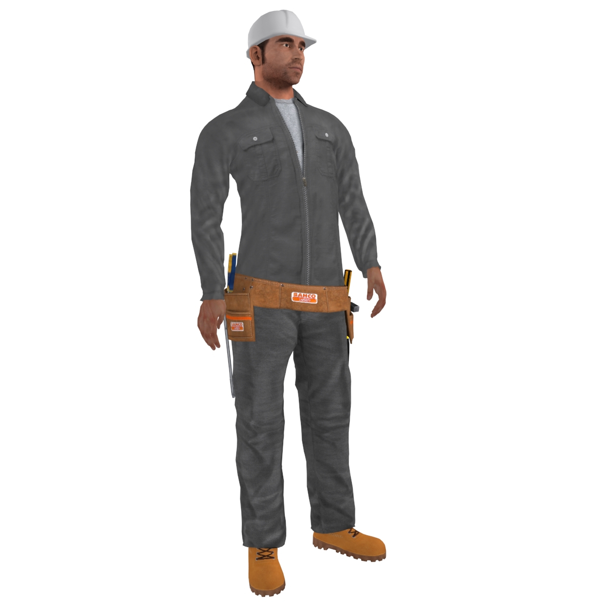 3d model rigged worker biped man
