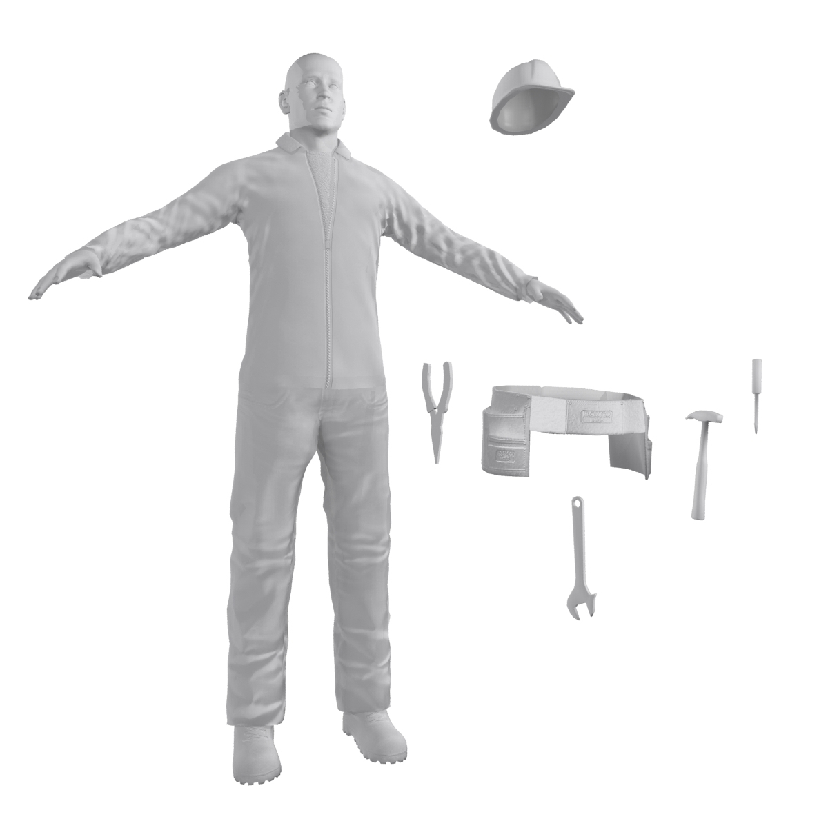 3d model rigged worker biped man