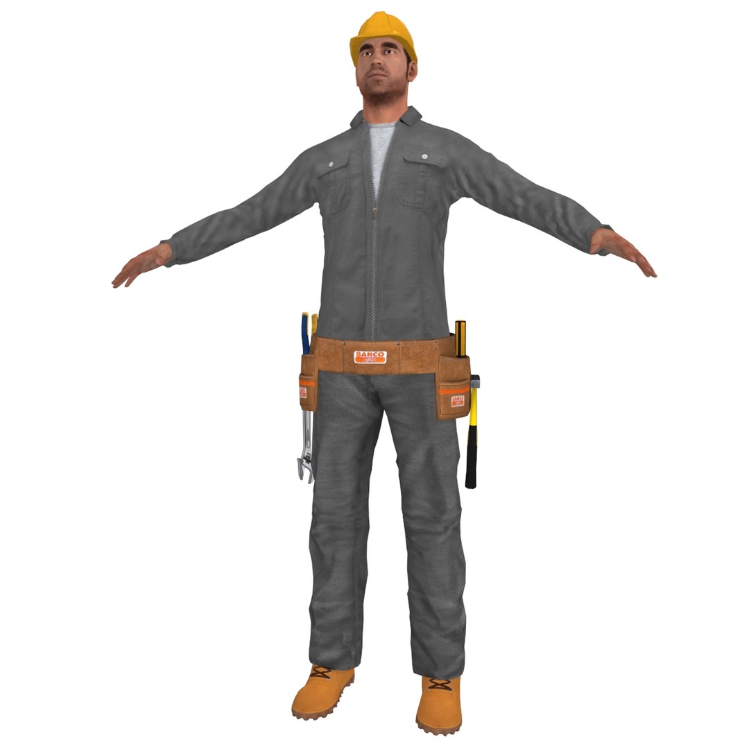 3d Model Rigged Worker Biped Man