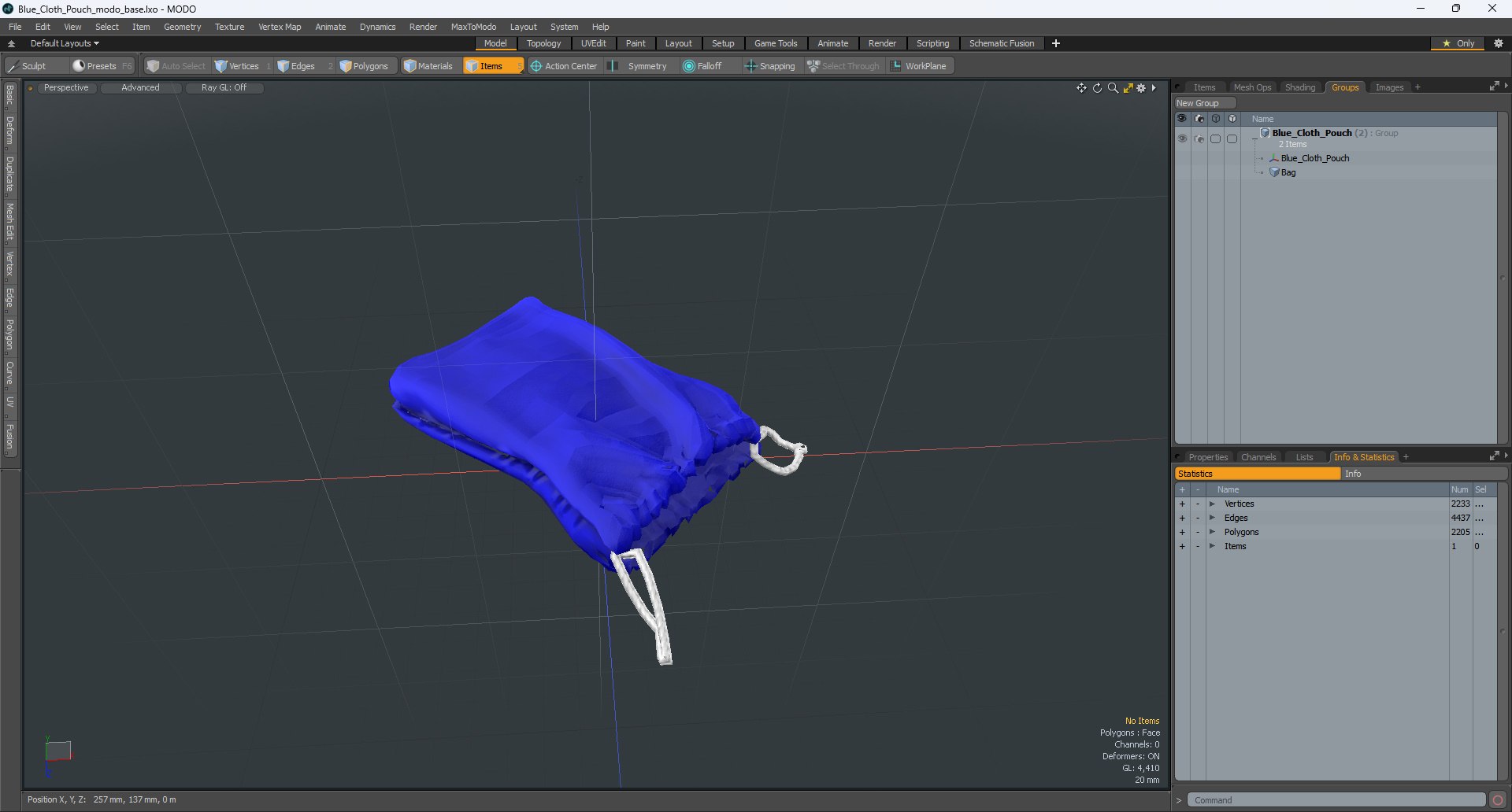 3D Blue Cloth Pouch - TurboSquid 2276763