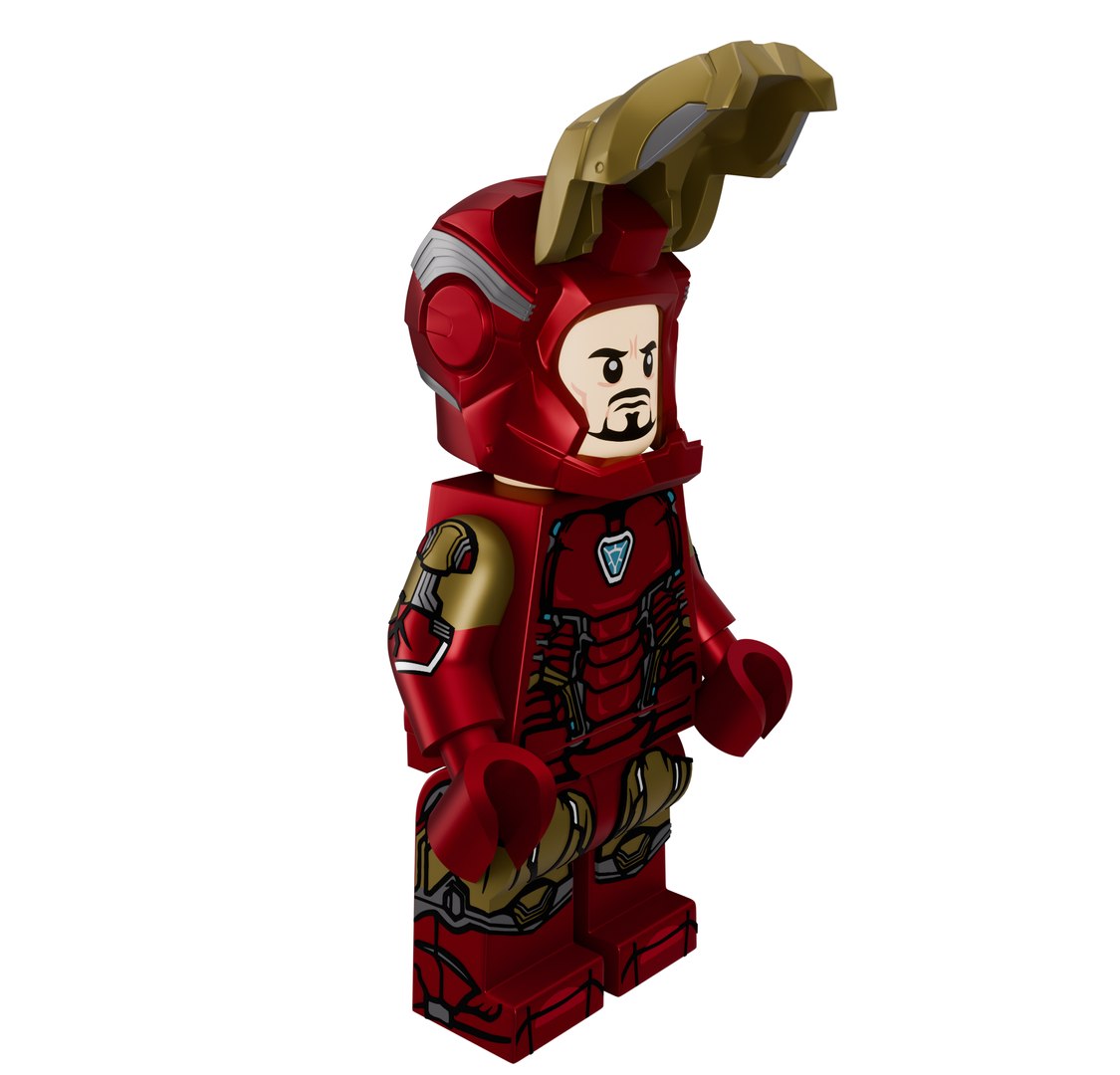 3D Printable Lego Iron Man MK 85 Suit With Helmet And Hair And 2 Faces ...