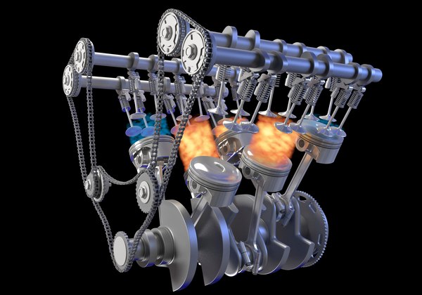 modelo 3d Motor V6 animado con encendido de gasolina - TurboSquid 1344291