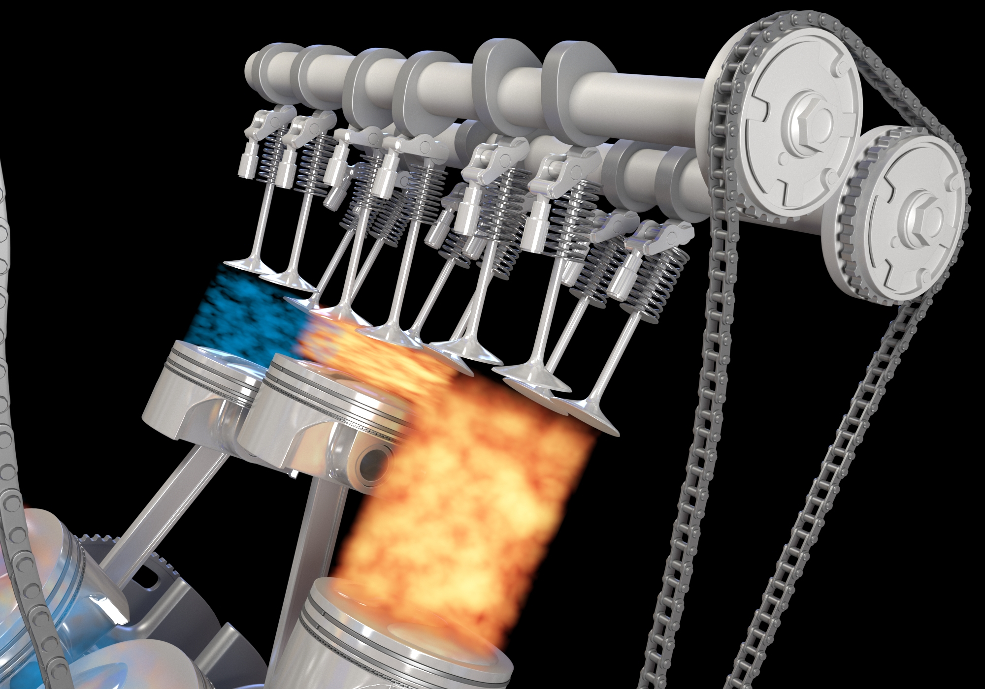 modelo 3d Motor V6 animado con encendido de gasolina - TurboSquid 1344291