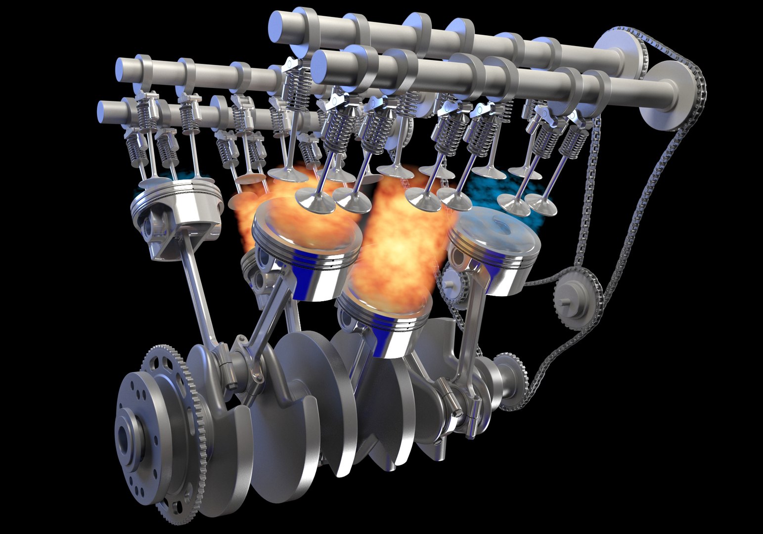 3D V6 Engine Gasoline Ignition Model - TurboSquid 1344291