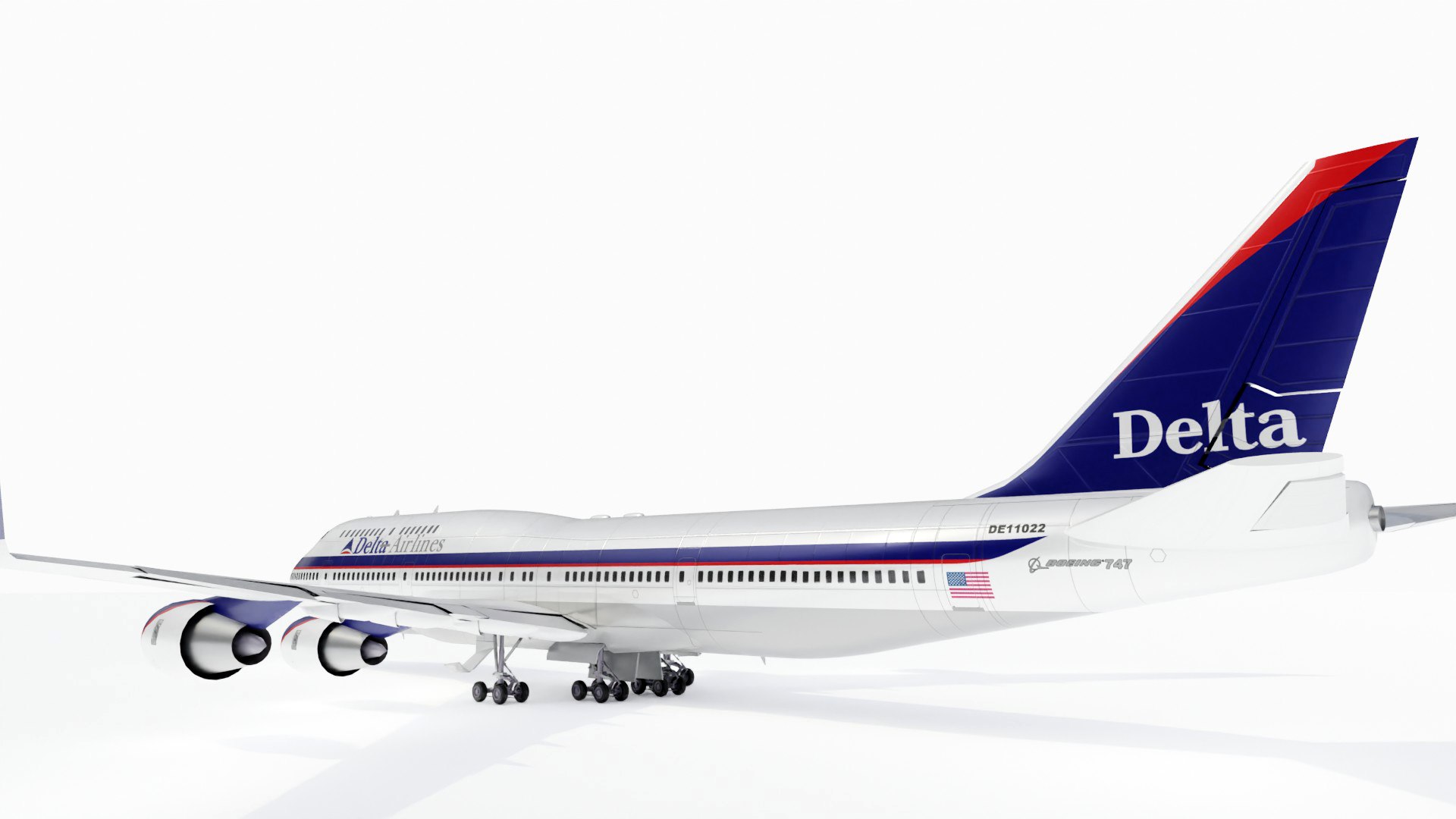 3d Model 747-400 Airliner Delta 747 Jumbo