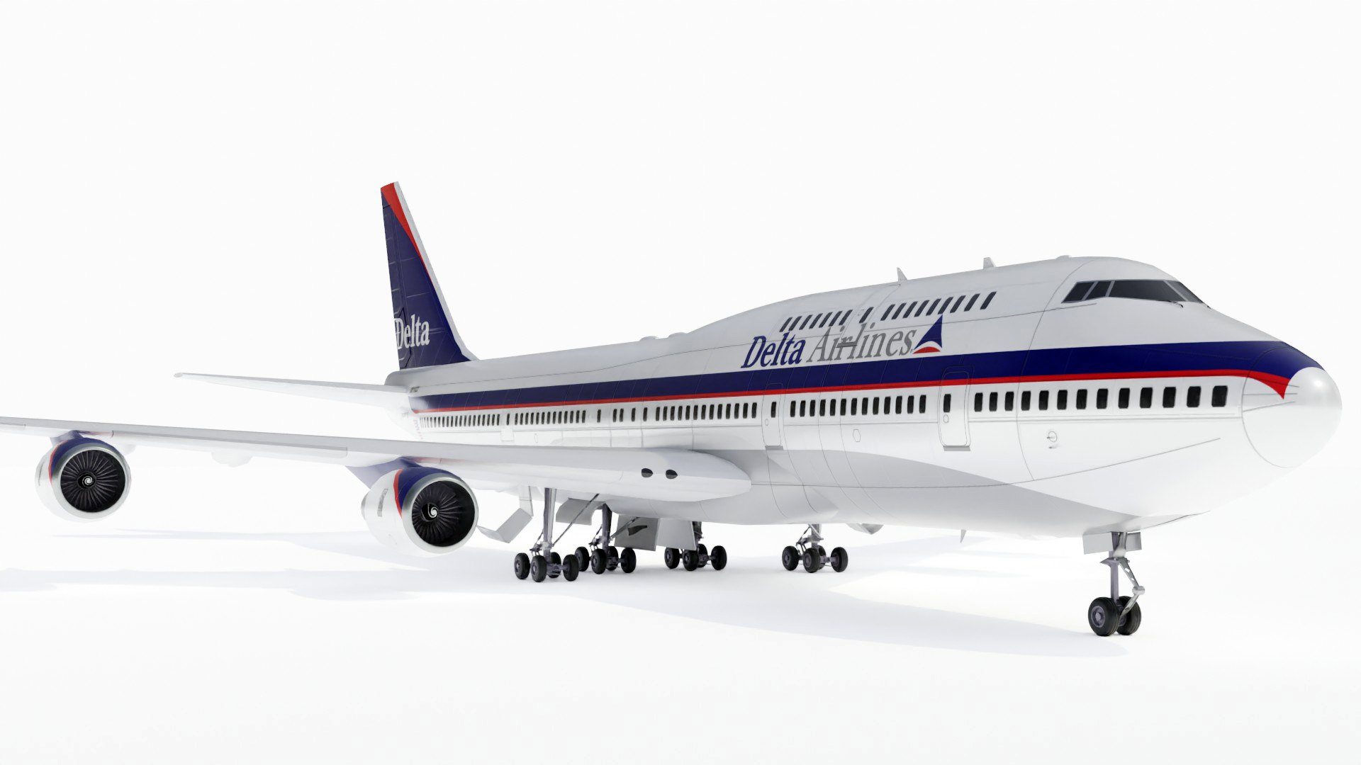 3d Model 747-400 Airliner Delta 747 Jumbo