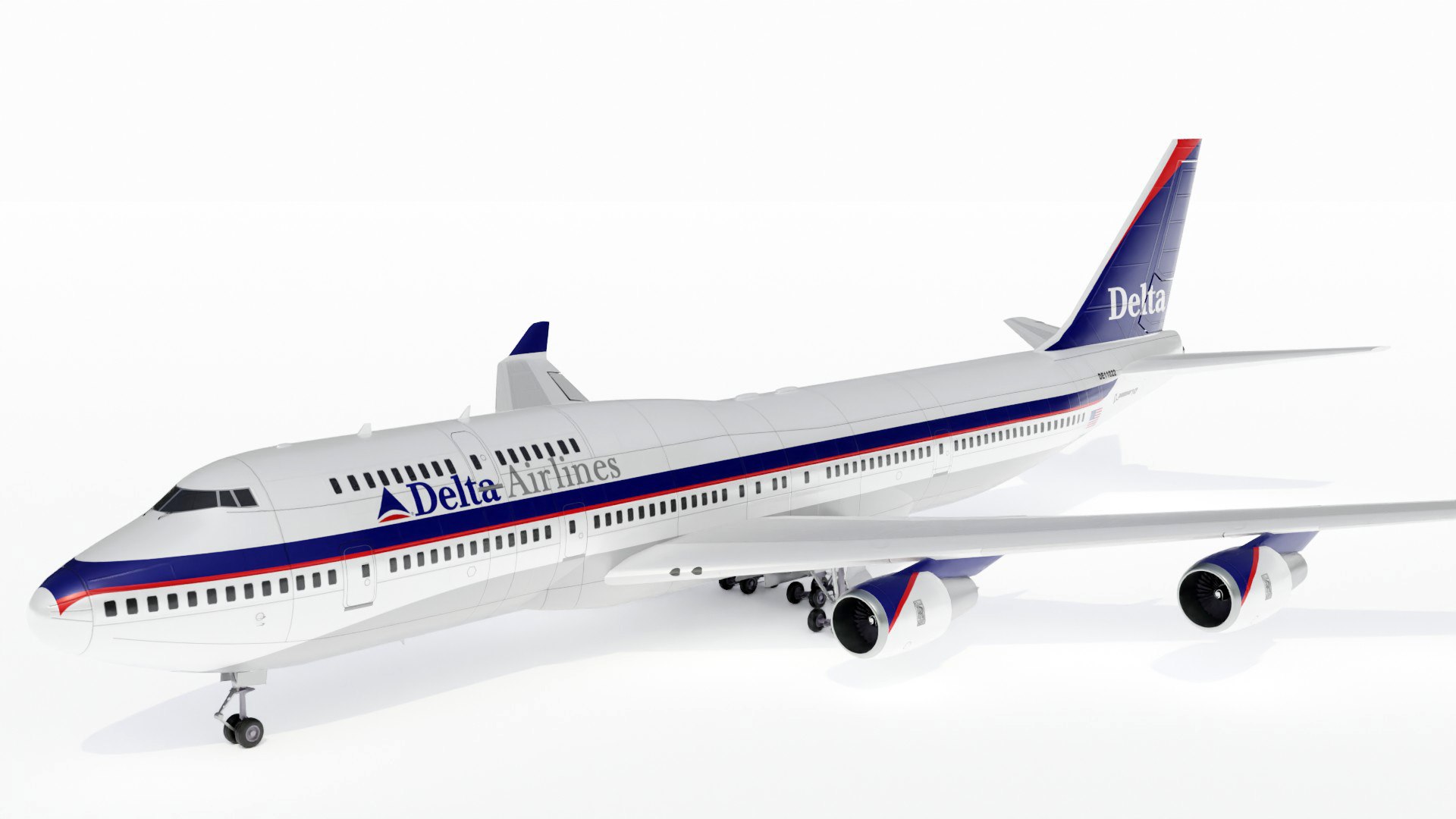 3d Model 747-400 Airliner Delta 747 Jumbo