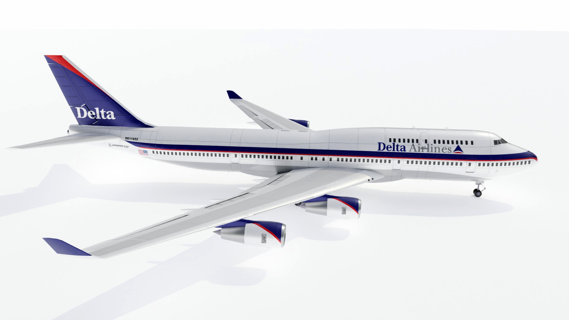 3d Model 747-400 Airliner Delta 747 Jumbo