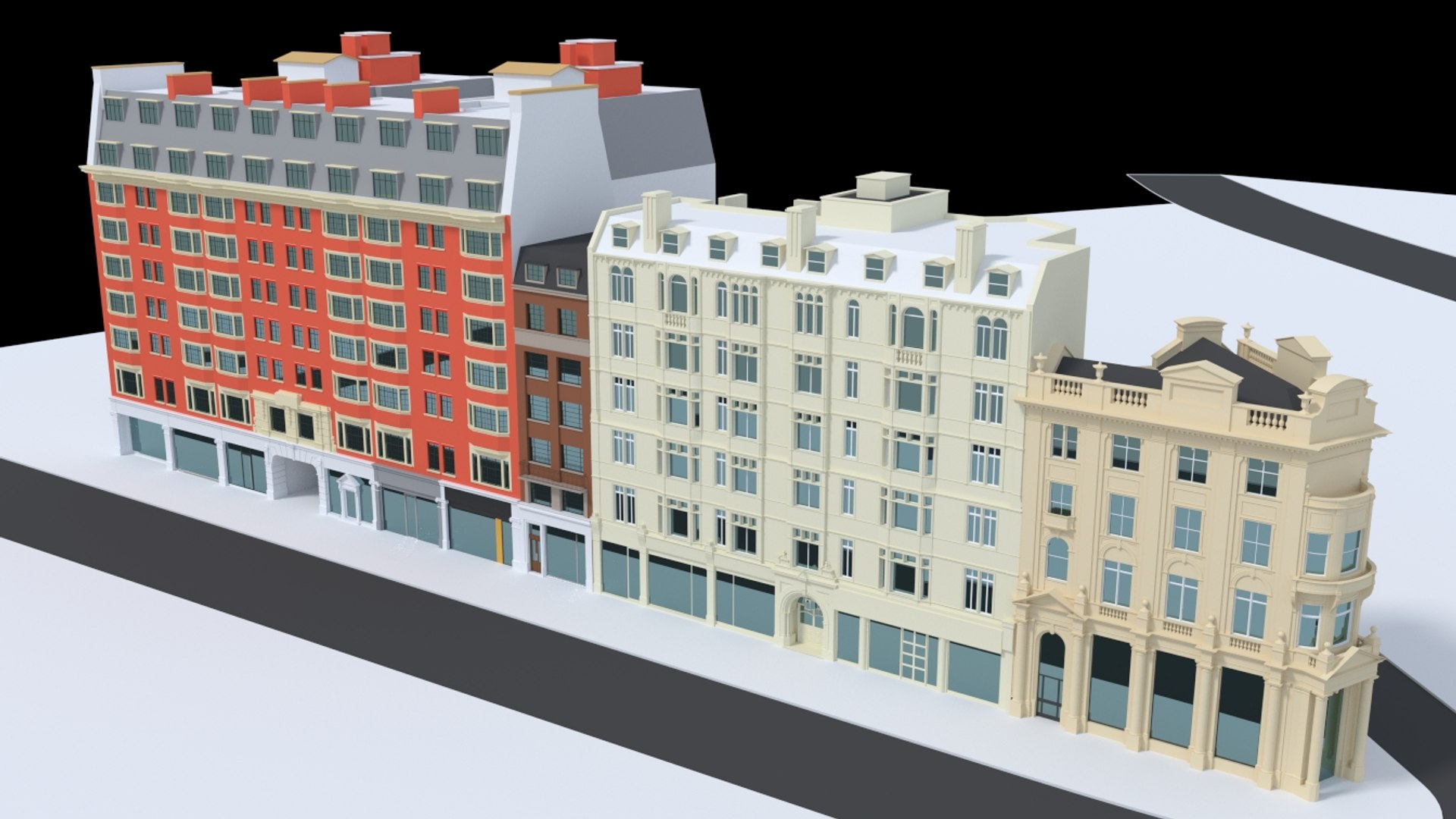 london city block street 3d max