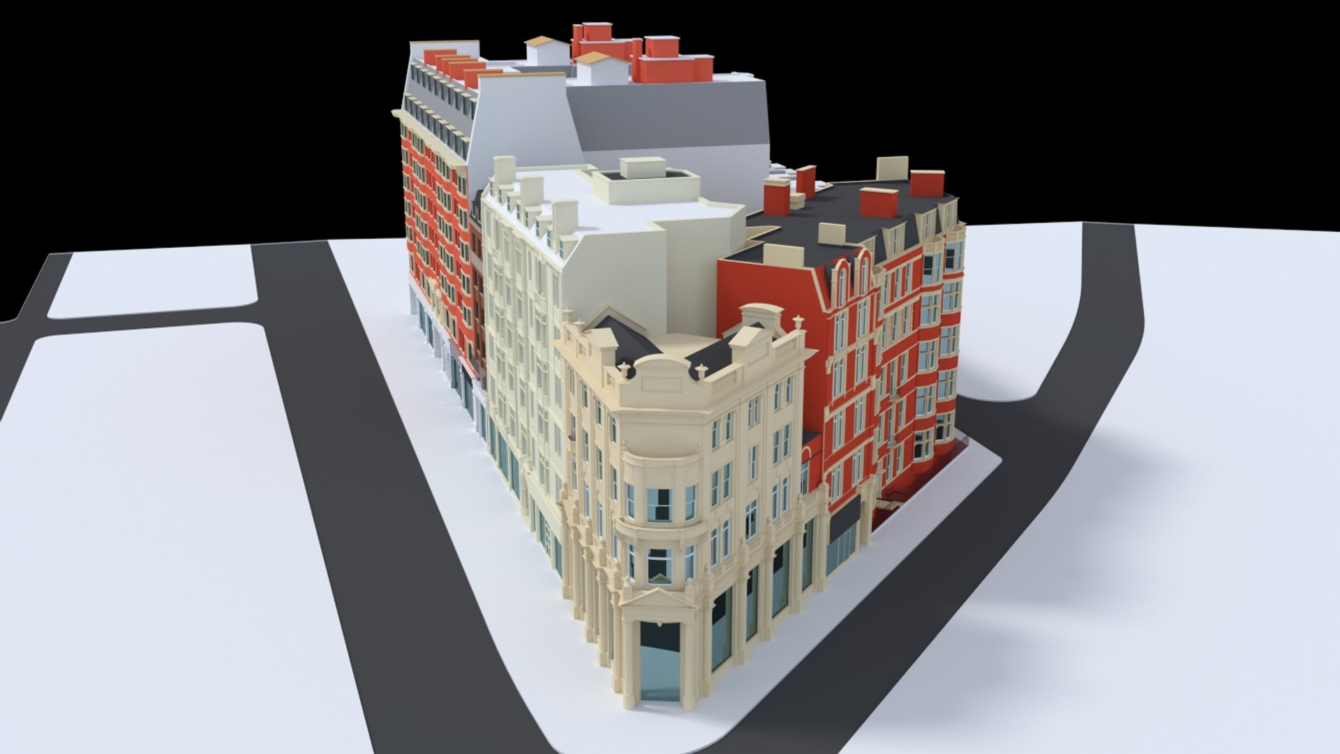 london city block street 3d max