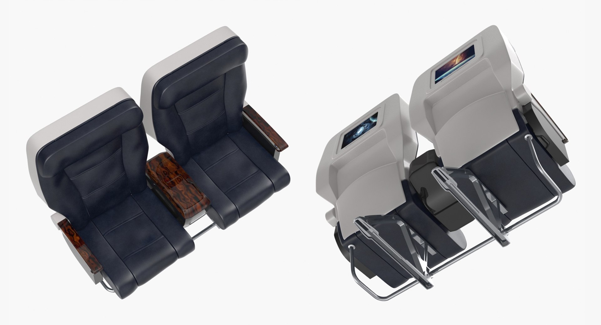Class passenger double aircraft seat model - TurboSquid 1163817