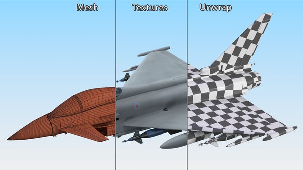 为 Cinema 4D 装配的多用途战斗机欧洲战斗机台风3D模型 - TurboSquid 2065538