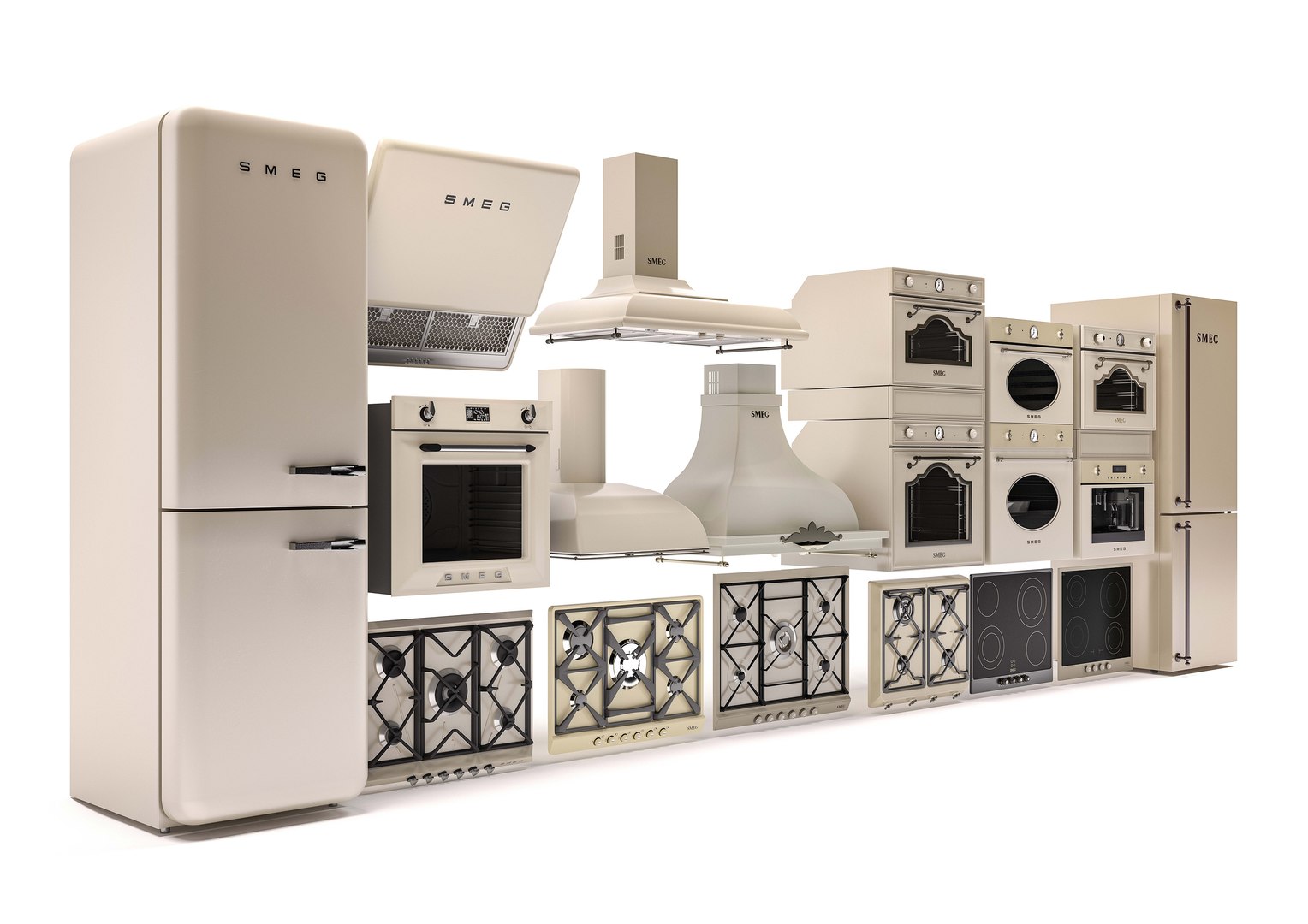 Smeg Retro Kitchen Appliances 3D Model - TurboSquid 2427601