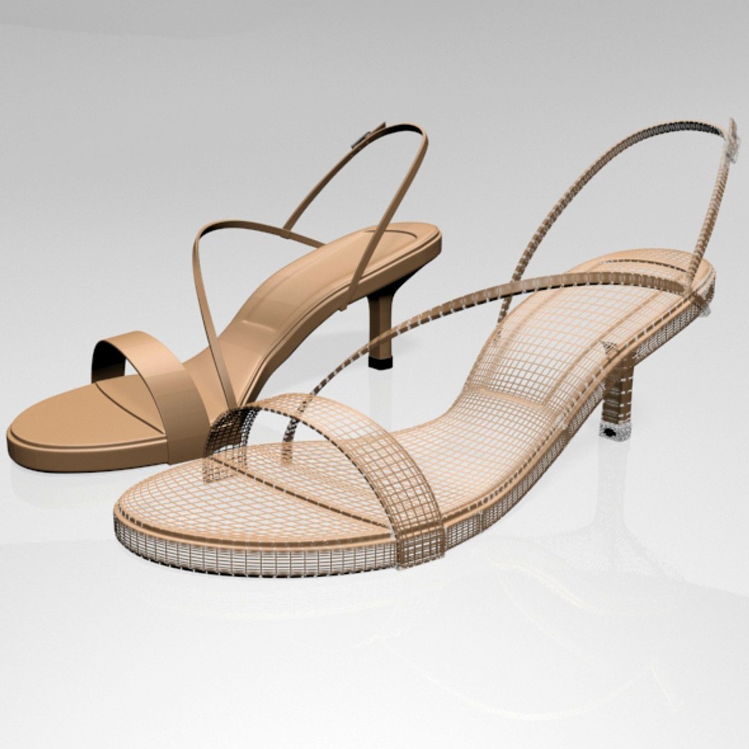 Stylish high-heel strappy sandals 3D model - TurboSquid 1609662