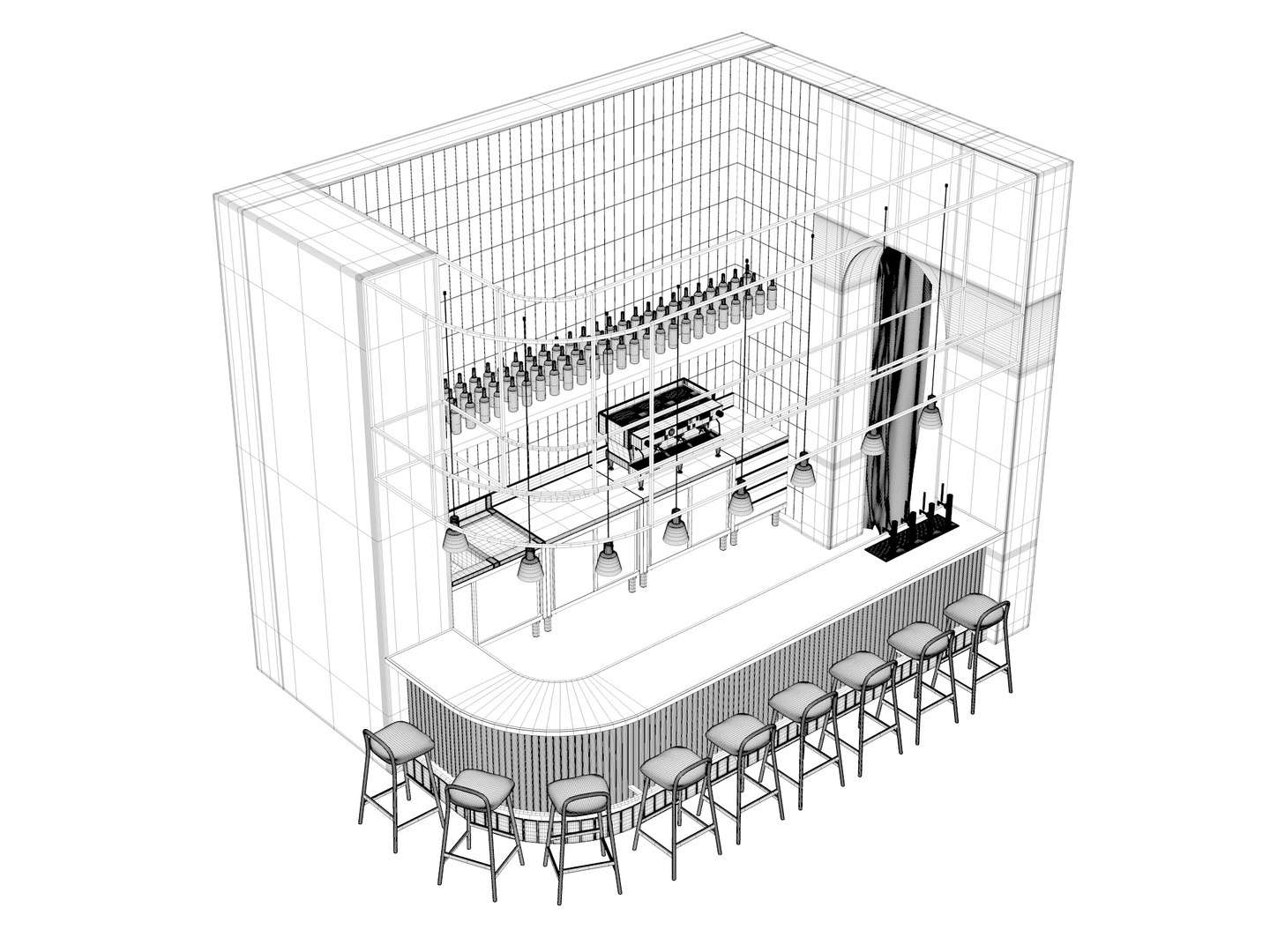 3D Model Restaurant Bar Counter - TurboSquid 1773760
