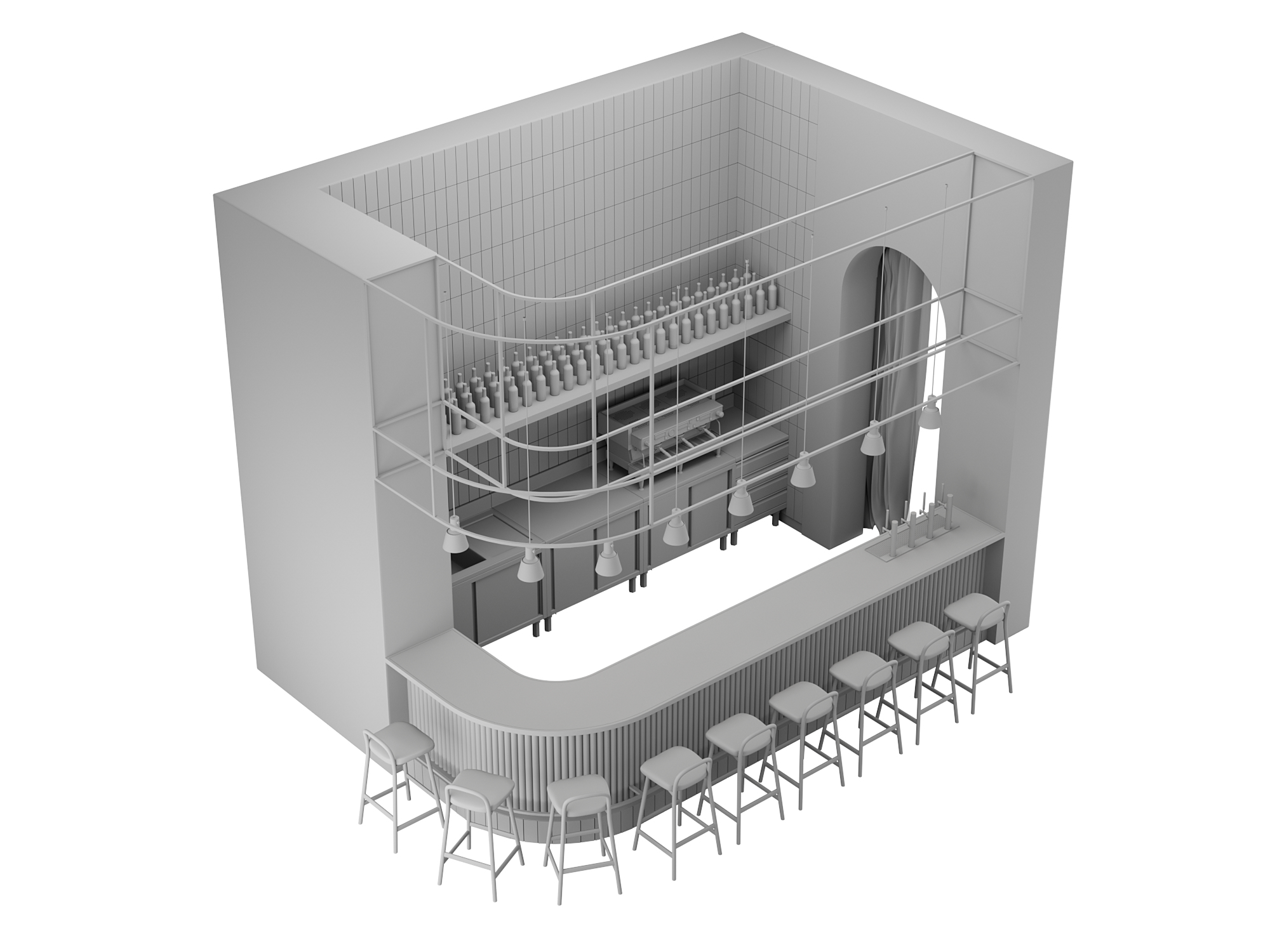modèle 3D de Comptoir de bar de restaurant - TurboSquid 1773760