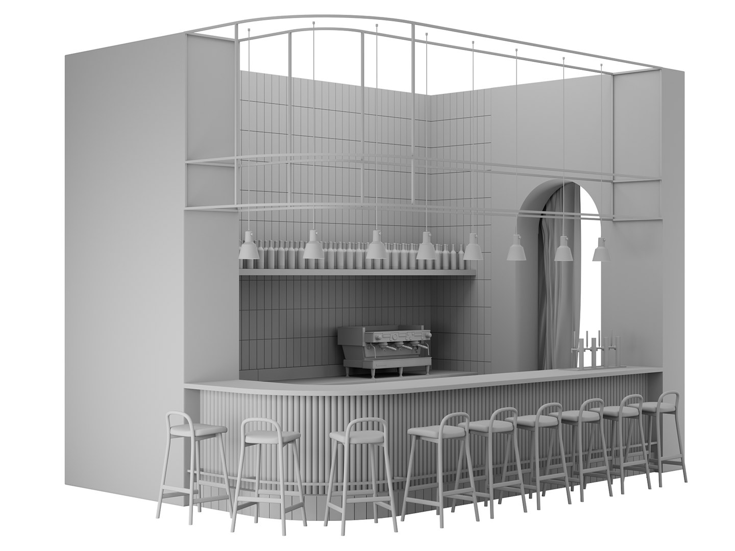 3D Model Restaurant Bar Counter - TurboSquid 1773760