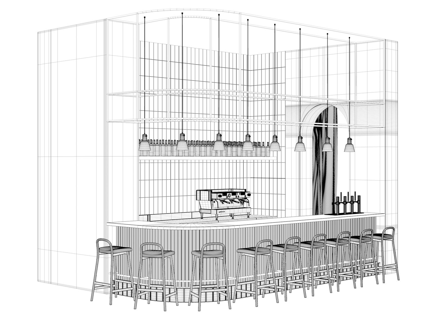 3D Model Restaurant Bar Counter - TurboSquid 1773760