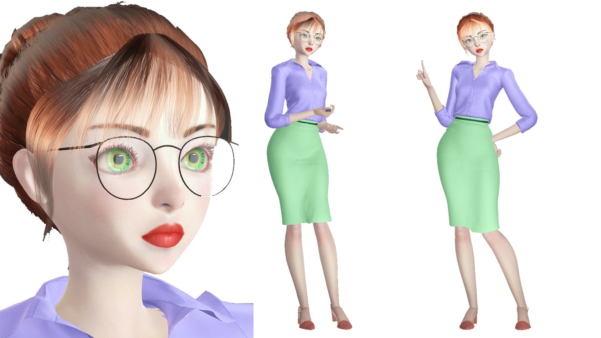 3D Cartoon Rigged Professional Office Girl-Maniya Character 3D Model ...