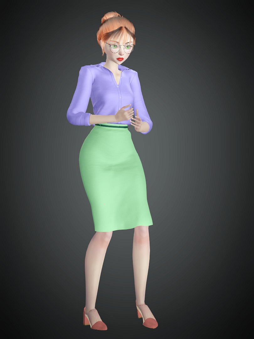 3D Cartoon Rigged Professional Office Girl-Maniya Character 3D Model ...