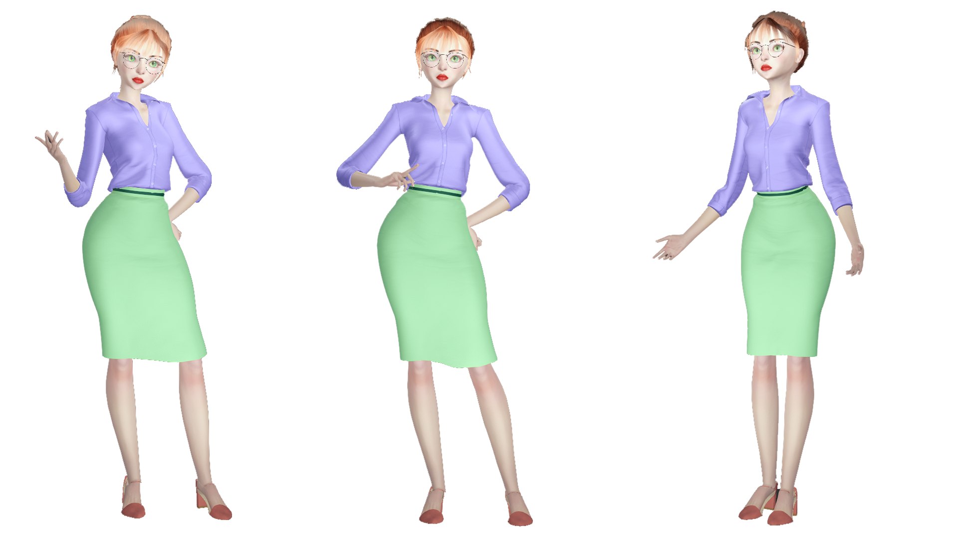 3D Cartoon Rigged Professional Office Girl-Maniya Character 3D Model ...