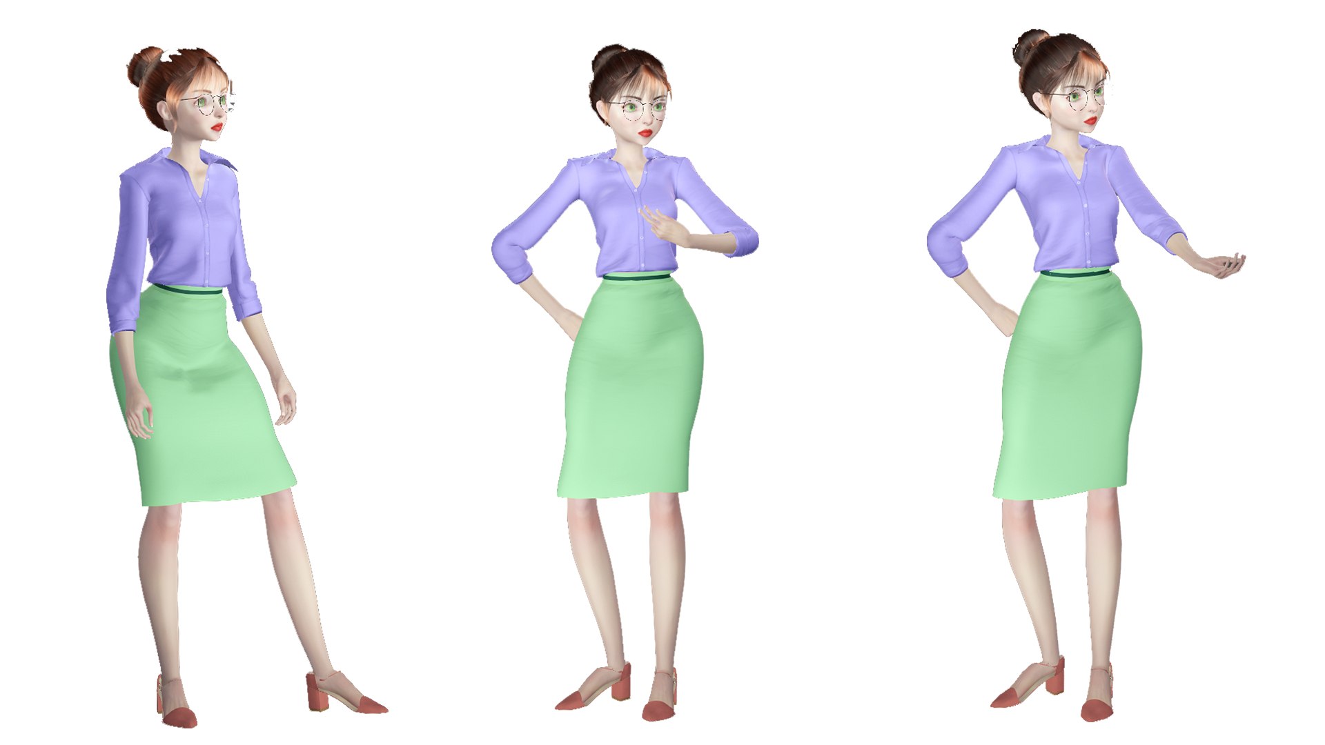 3D Cartoon Rigged Professional Office Girl-Maniya Character 3D Model ...