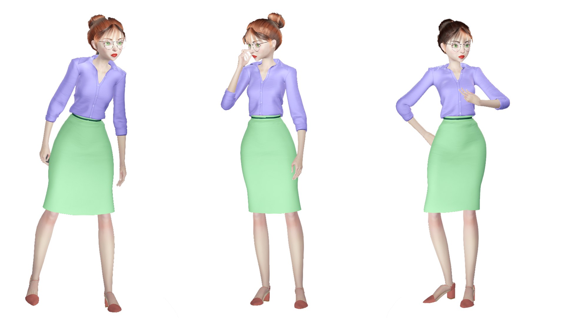 3D Cartoon Rigged Professional Office Girl-Maniya Character 3D Model ...