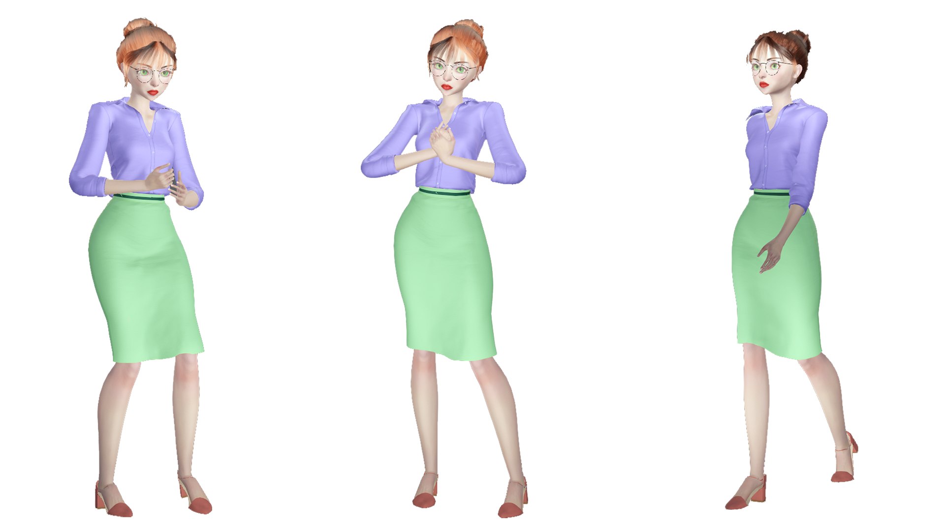 3D Cartoon Rigged Professional Office Girl-Maniya Character 3D Model ...