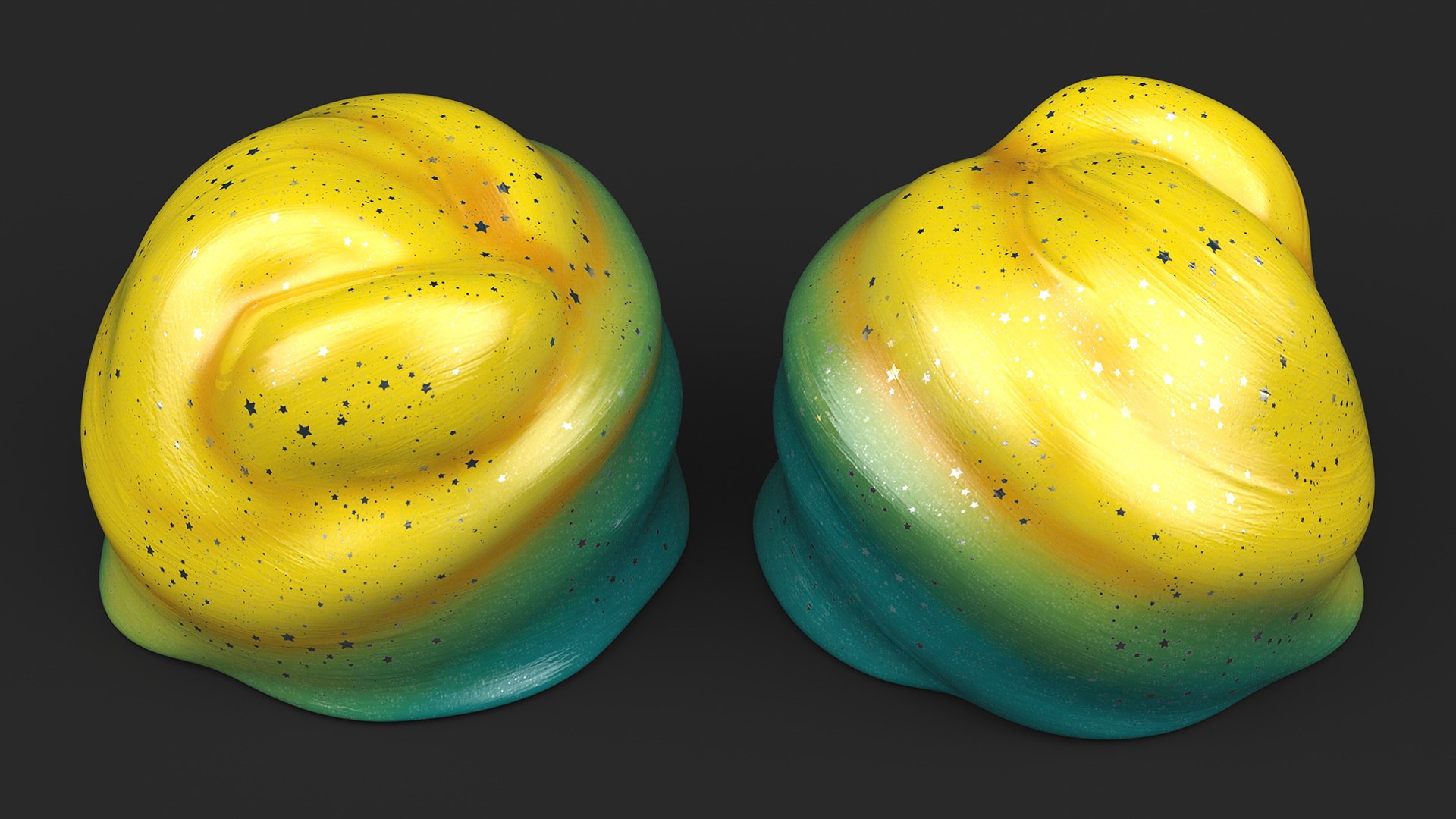3D Yellow Blue Toy Slimes Model - TurboSquid 2112948