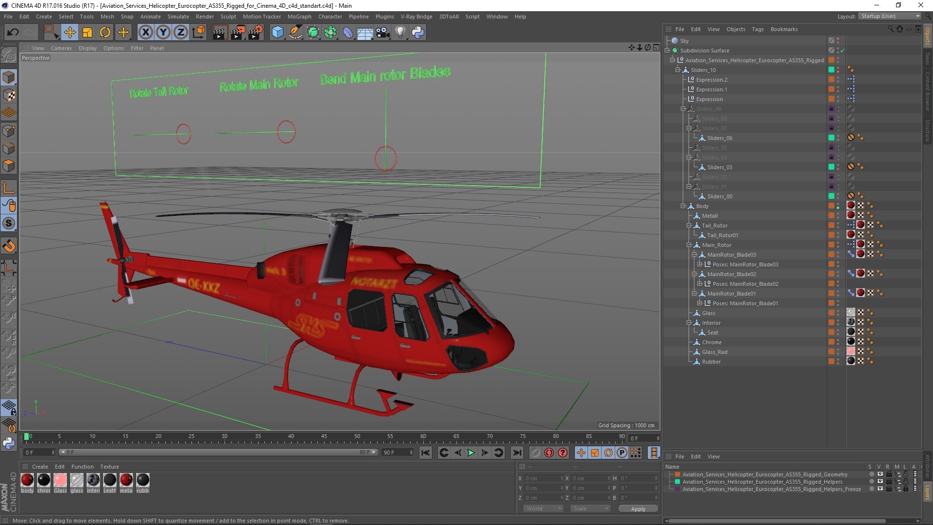 3D Aviation Services Helicopter Eurocopter AS355 Rigged For Cinema 4D - TurboSquid 2166892