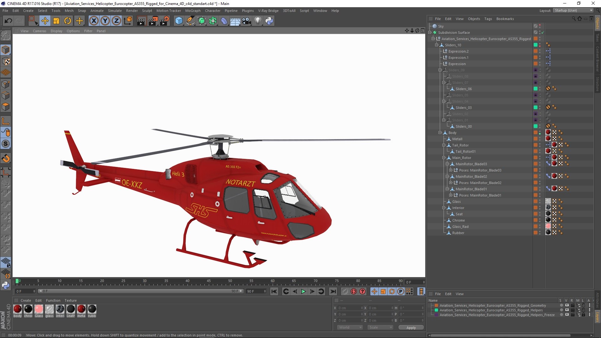 3D Aviation Services Helicopter Eurocopter AS355 Rigged for Cinema 4D ...