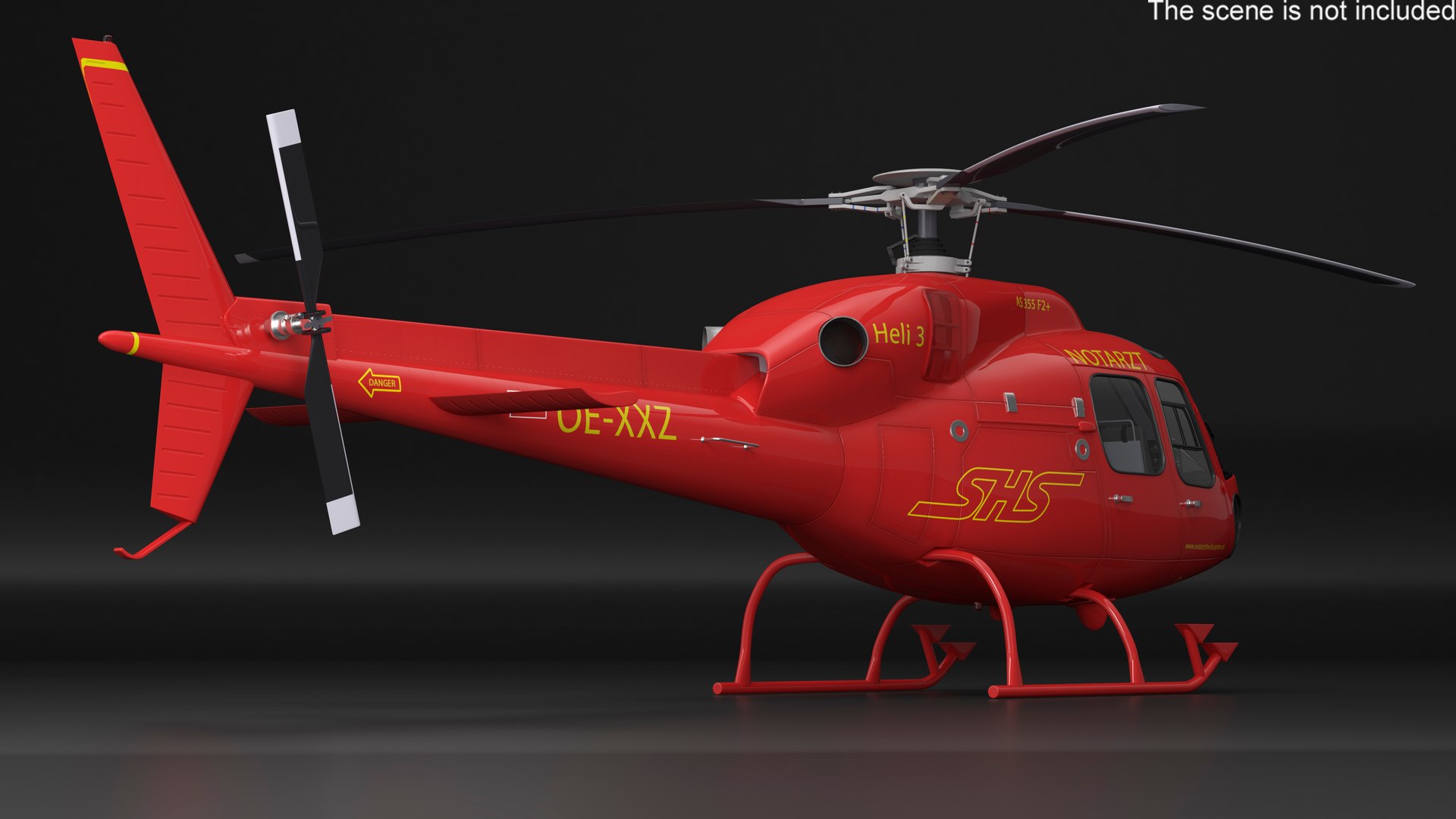 3D Aviation Services Helicopter Eurocopter AS355 Rigged For Cinema 4D ...