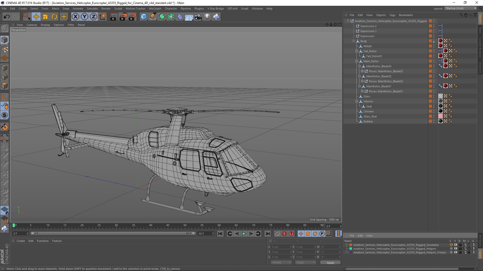 3D Aviation Services Helicopter Eurocopter AS355 Rigged For Cinema 4D ...