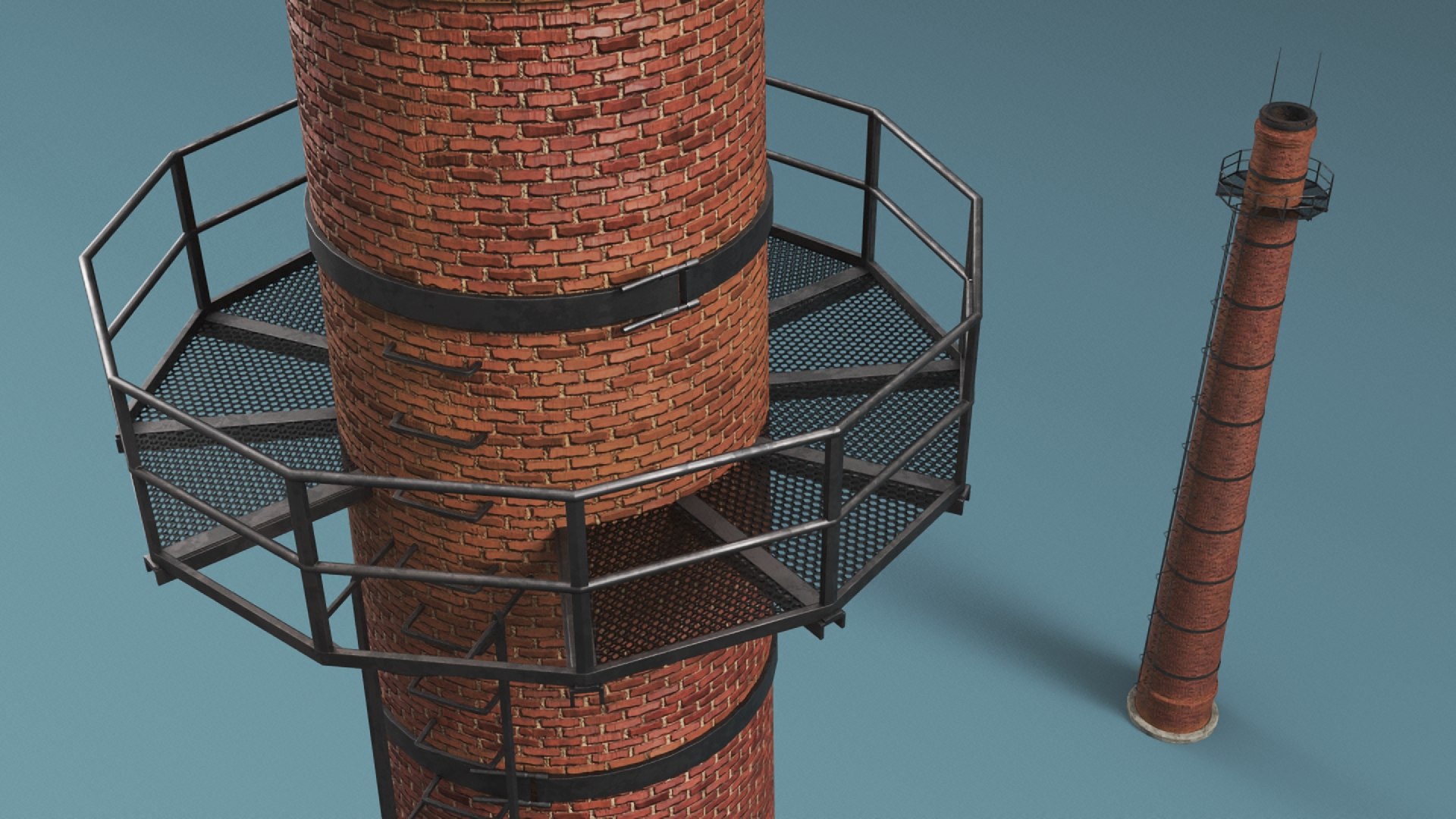 3D Industrial Brick Chimney With Staircase Model - TurboSquid 2384701