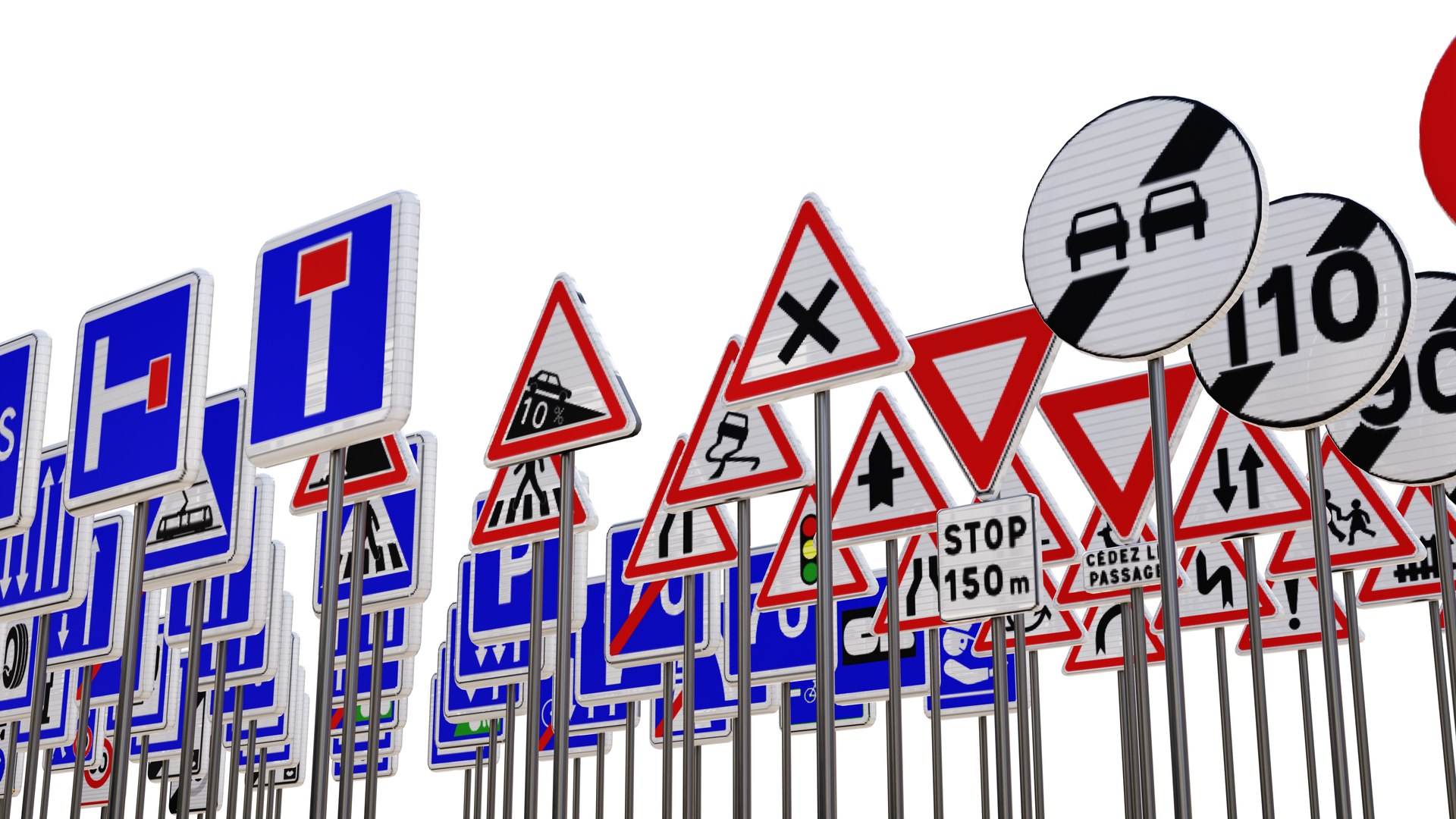 3D French Road Sign Low-poly 3D Model - TurboSquid 1999503