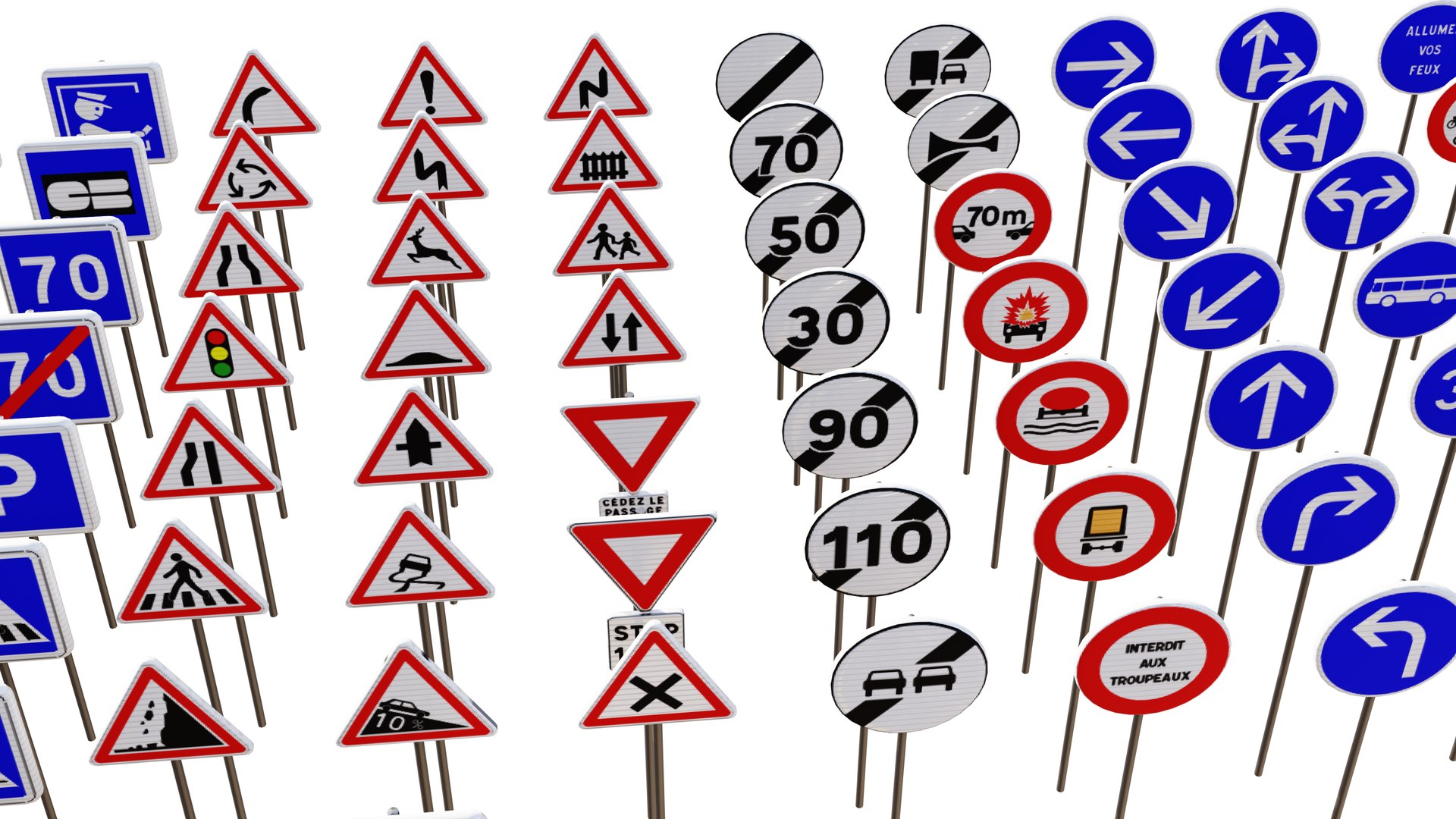 3D French Road Sign Low-poly 3D Model - TurboSquid 1999503