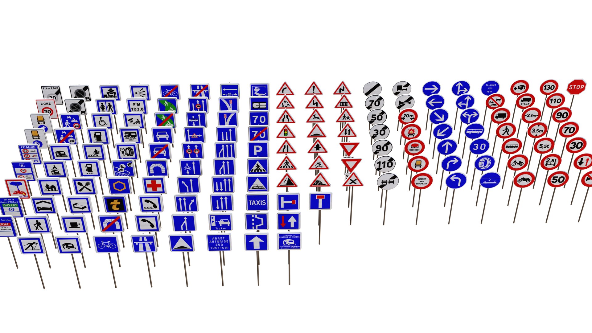 3D French Road Sign Low-poly 3D Model - TurboSquid 1999503