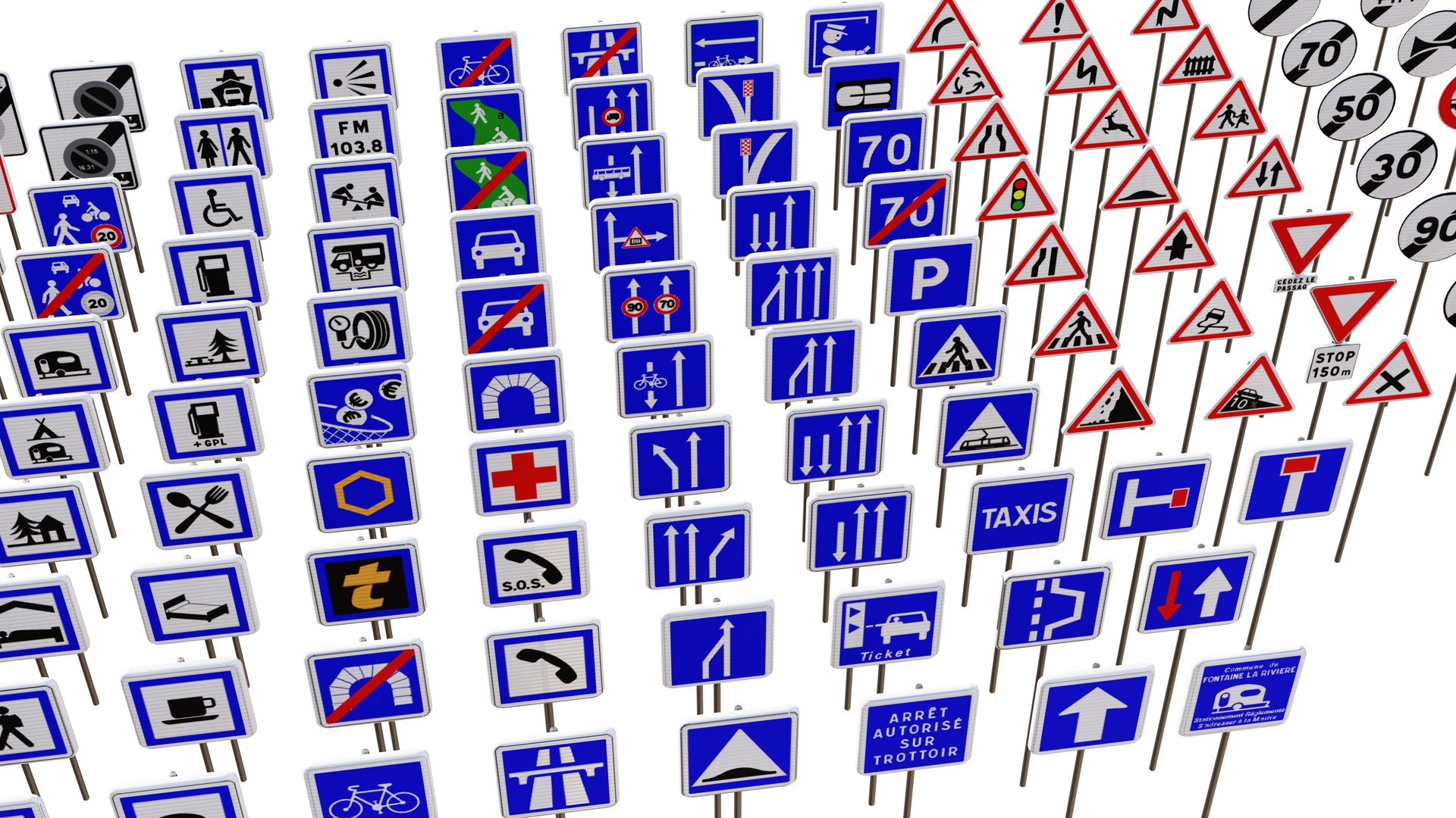 3D French Road Sign Low-poly 3D Model - TurboSquid 1999503