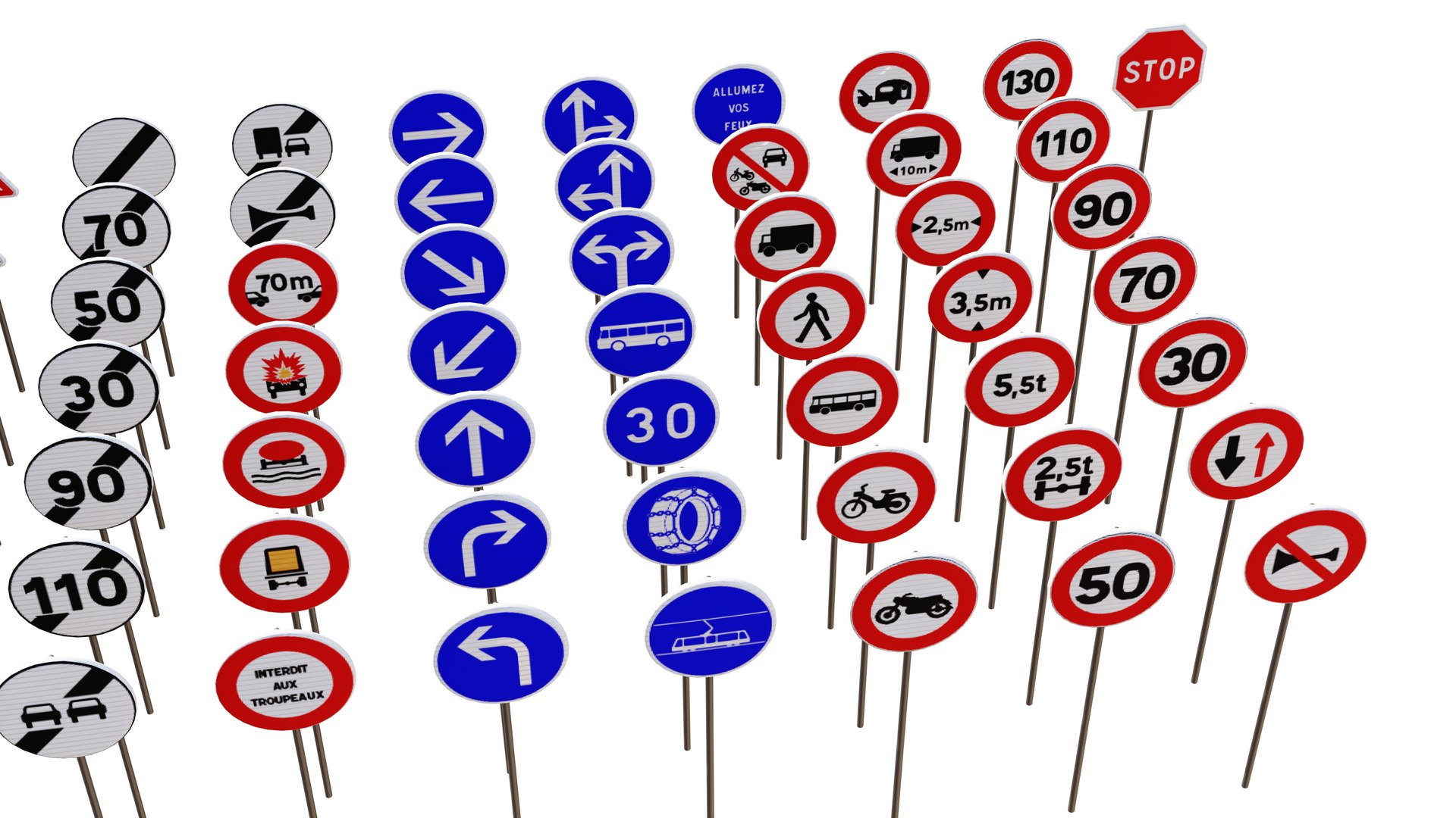 3D French Road Sign Low-poly 3D Model - TurboSquid 1999503