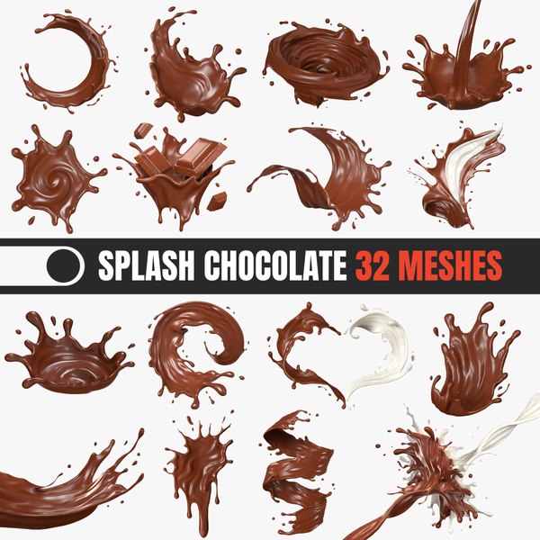 3D модель Коллекция 3D-моделей Splash Chocolate 32 Mesh - TurboSquid ...
