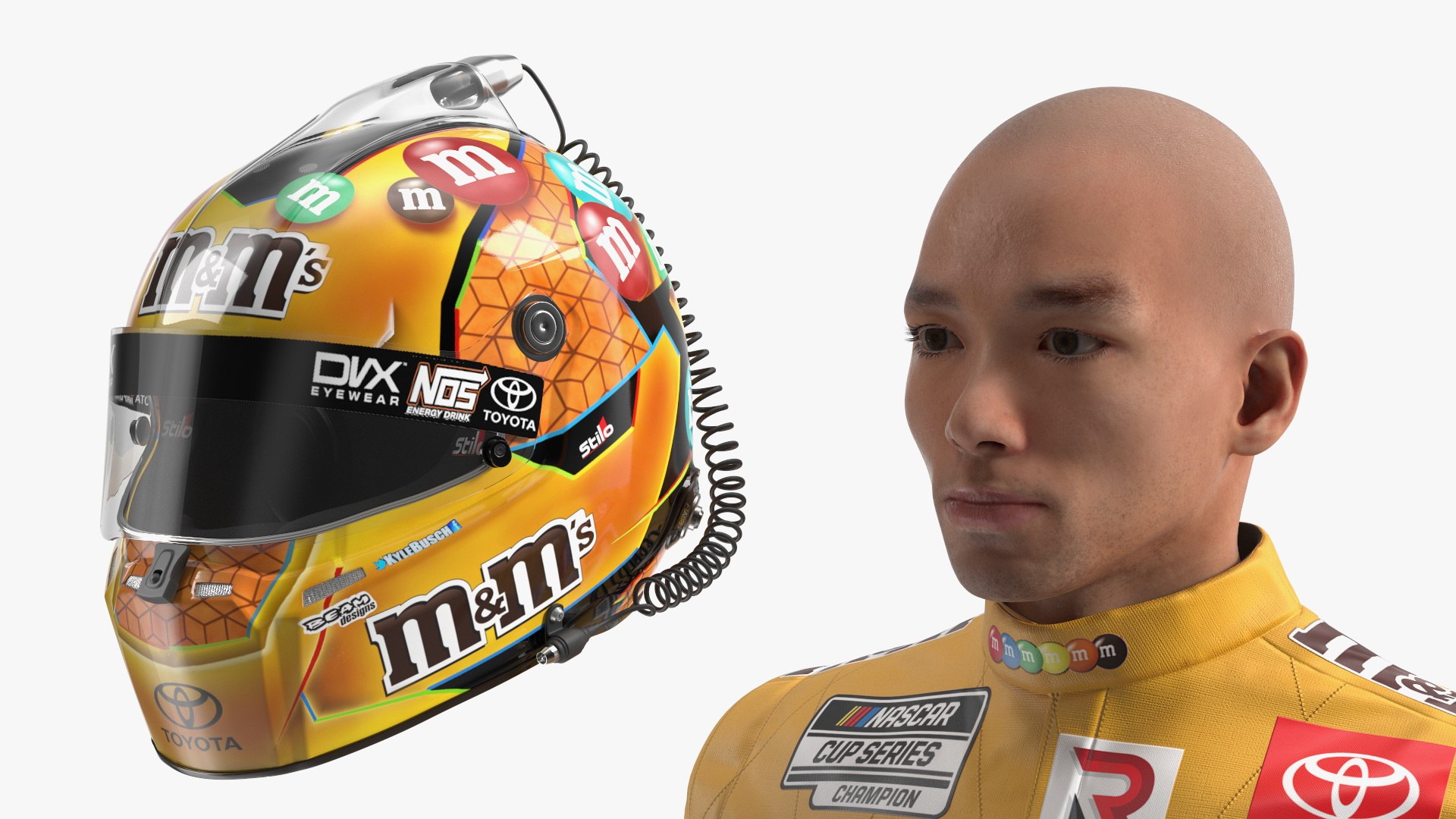 M And Ms Racing NASCAR Suit With Helmet Gloves And Boots Yellow 3D ...