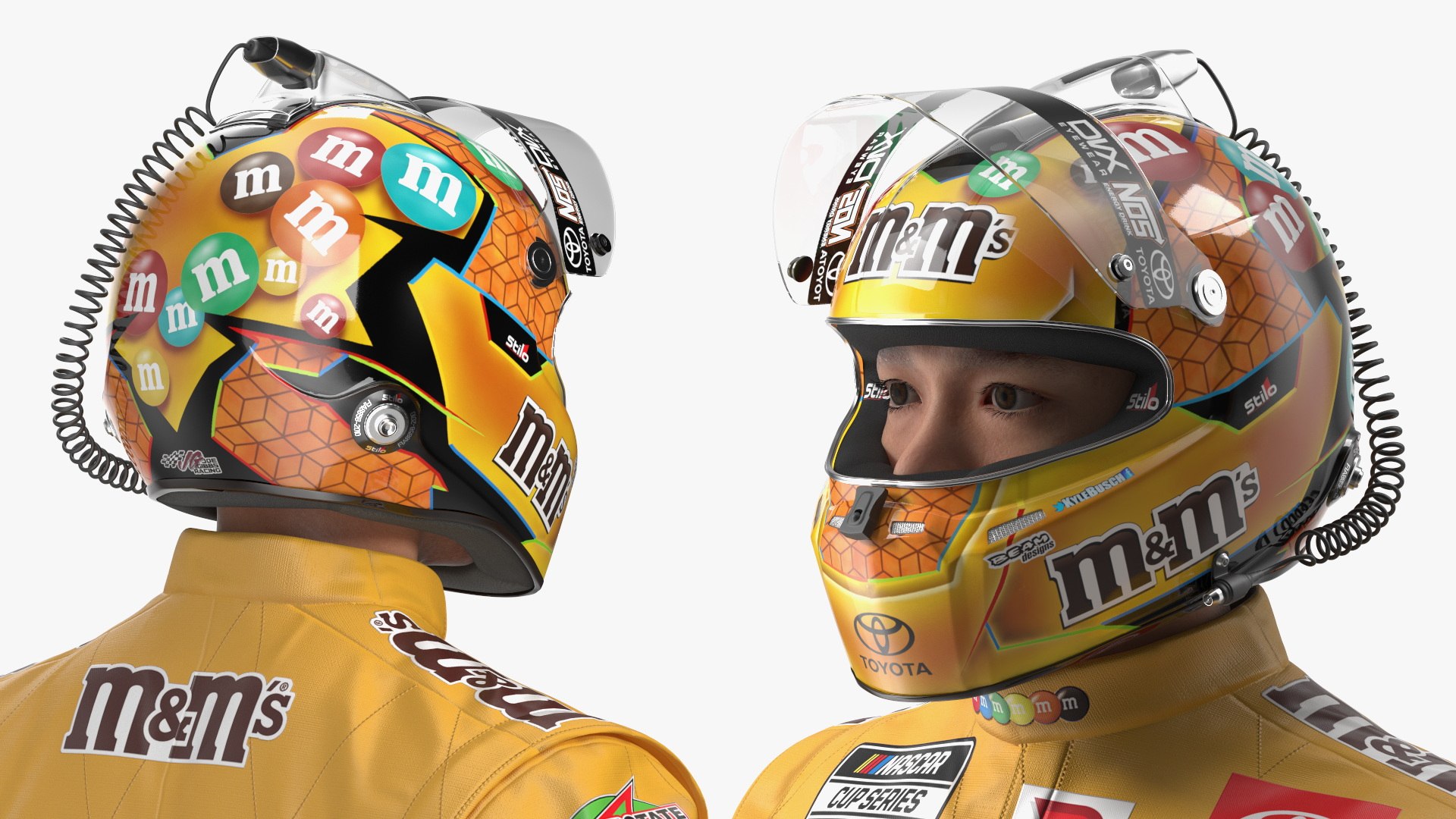 M And Ms Racing NASCAR Suit With Helmet Gloves And Boots Yellow 3D ...