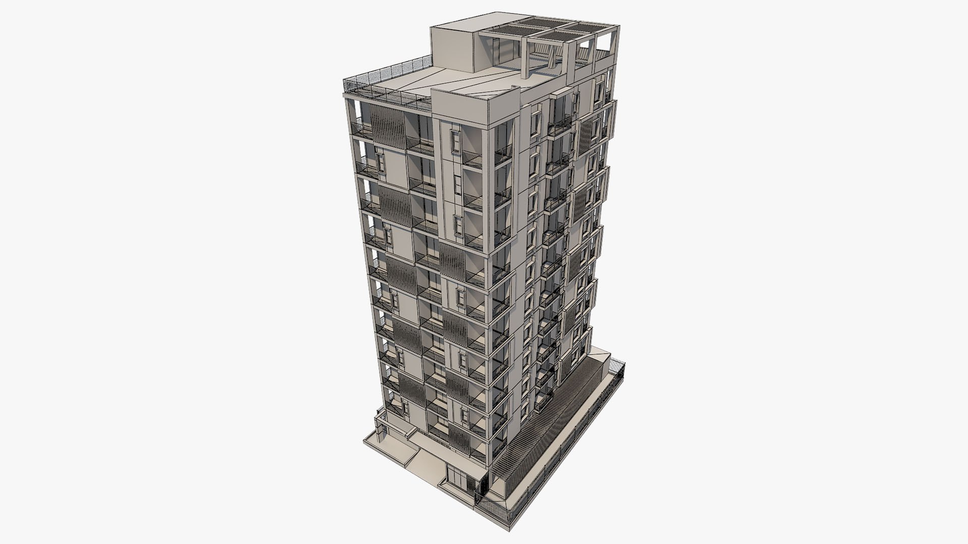 3D Apartment Building 43 Model - TurboSquid 1665411