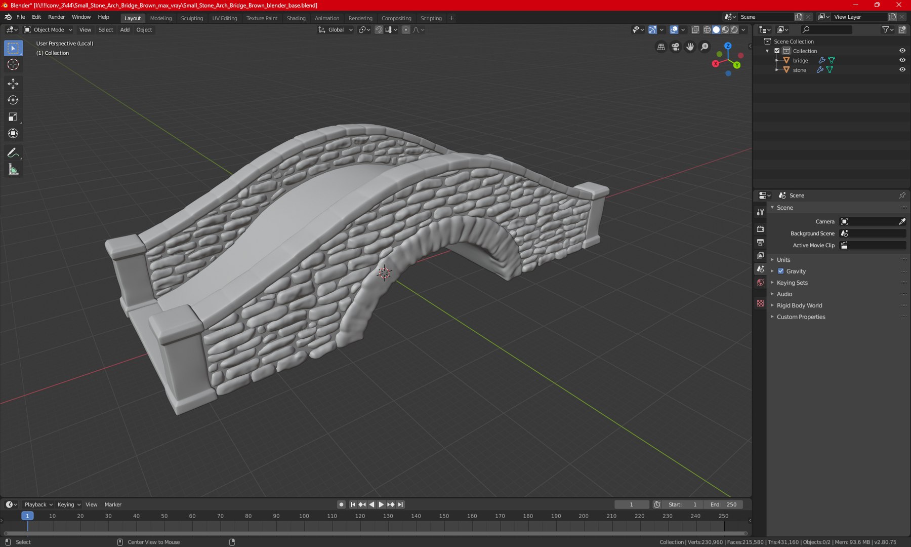 3D Stylized Stone Arch Bridge - TurboSquid 2268755